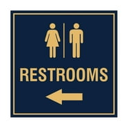 Square Restroom Sign (Navy Blue/Gold) - Medium - Walmart.com