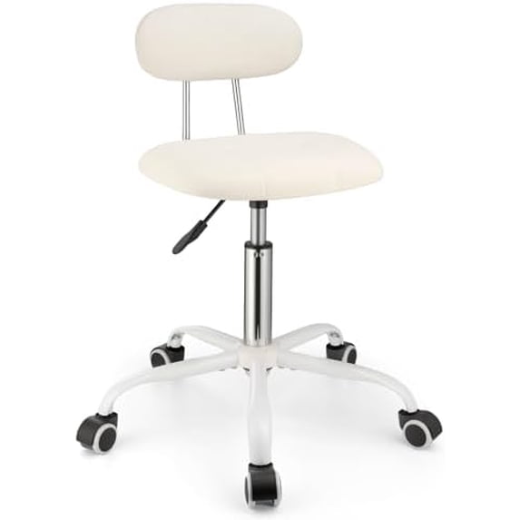 Square Rolling Stool with Backrest Height Adjustable Chair Swivel ...