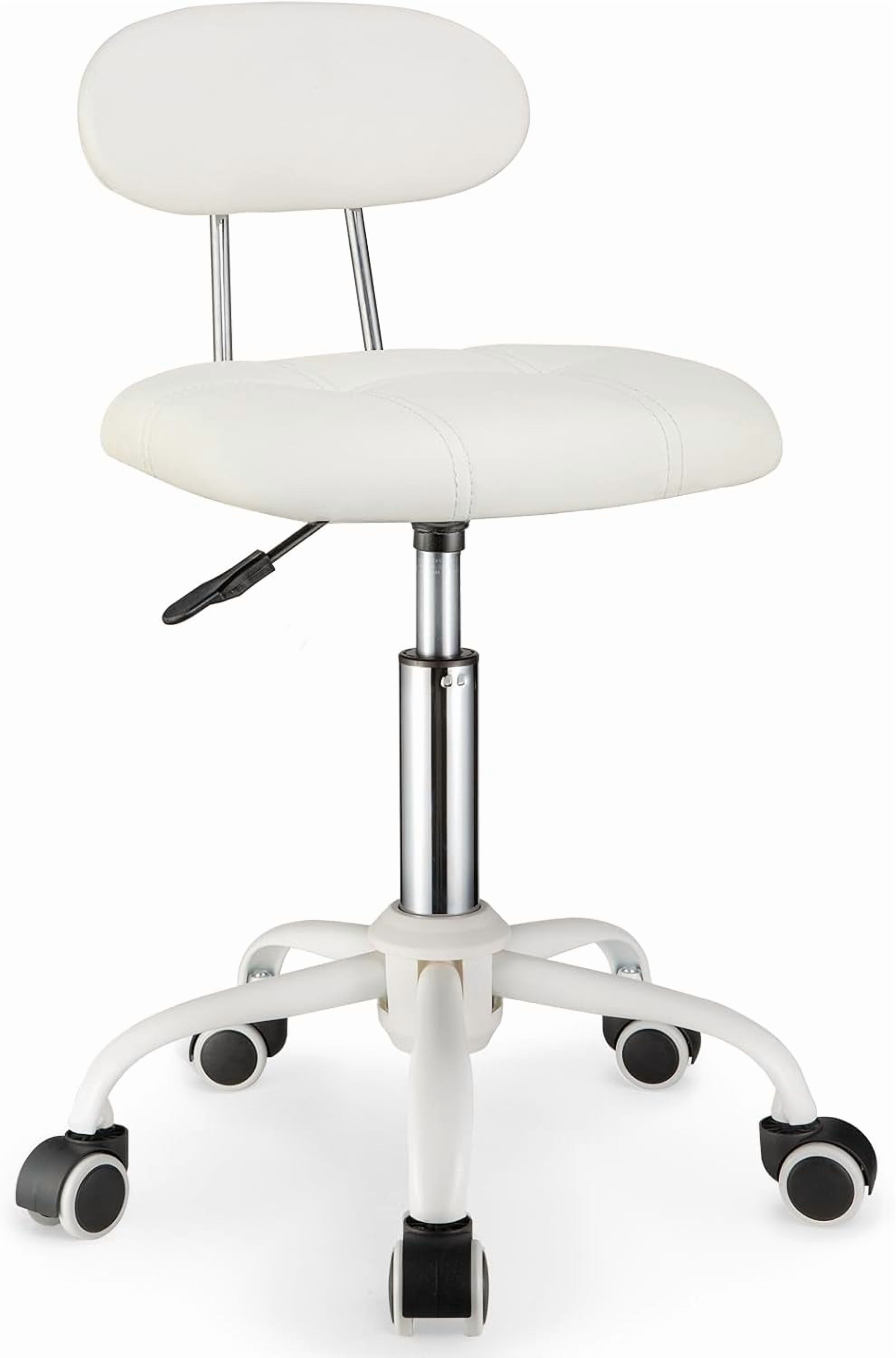 Square Rolling Stool with Backrest Height Adjustable Chair Swivel ...