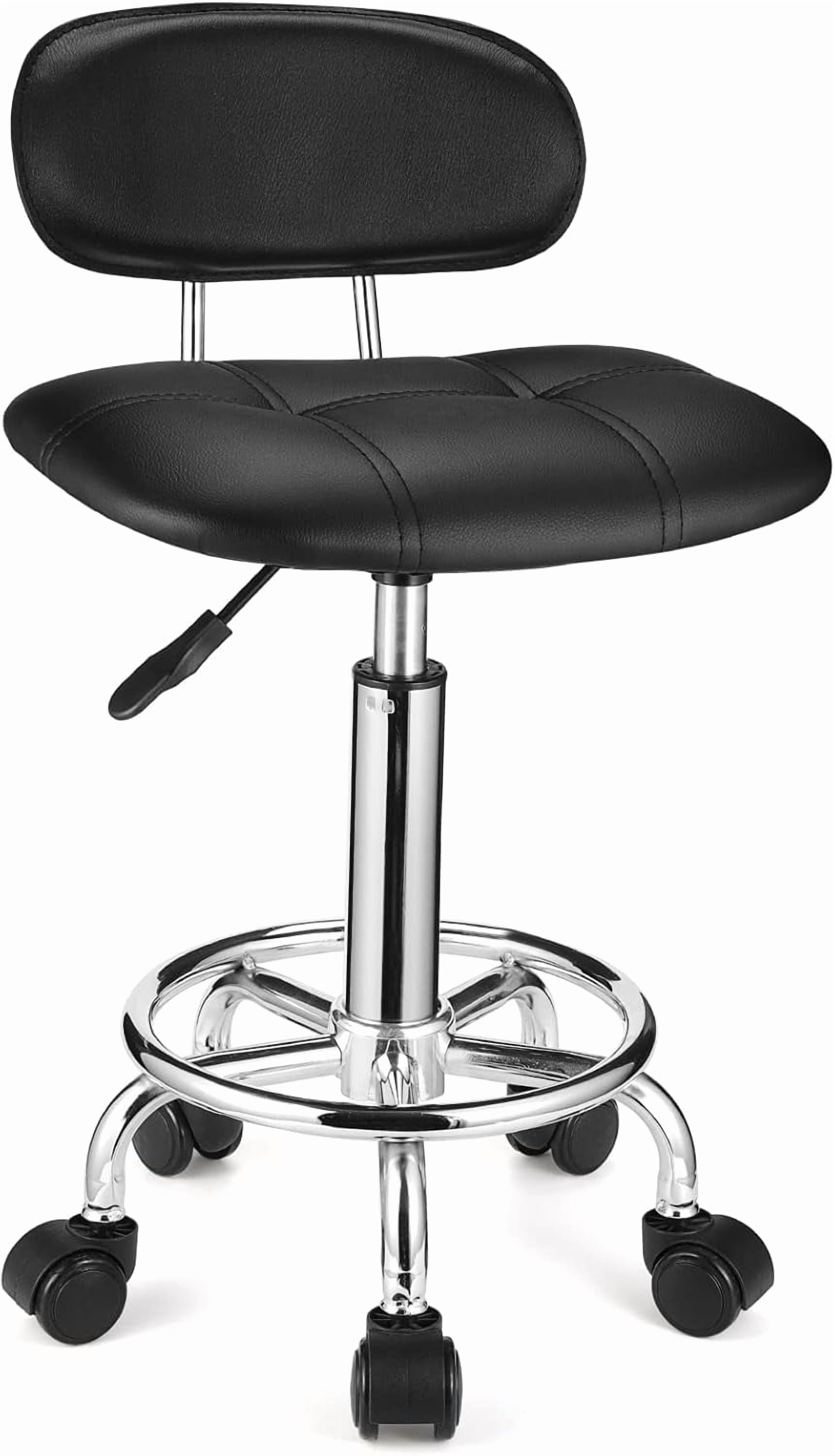 Square Rolling Stools with Backrest Height Adjustable Swivel Stool with ...