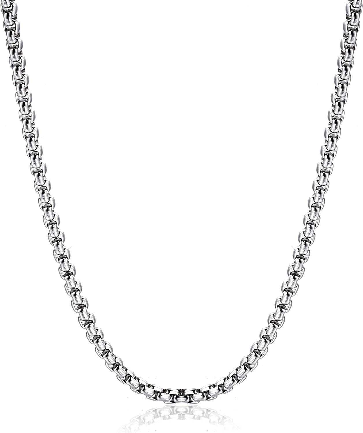 Square Rolo Chain Necklace Stainless Steel Round Box Necklace for Men ...
