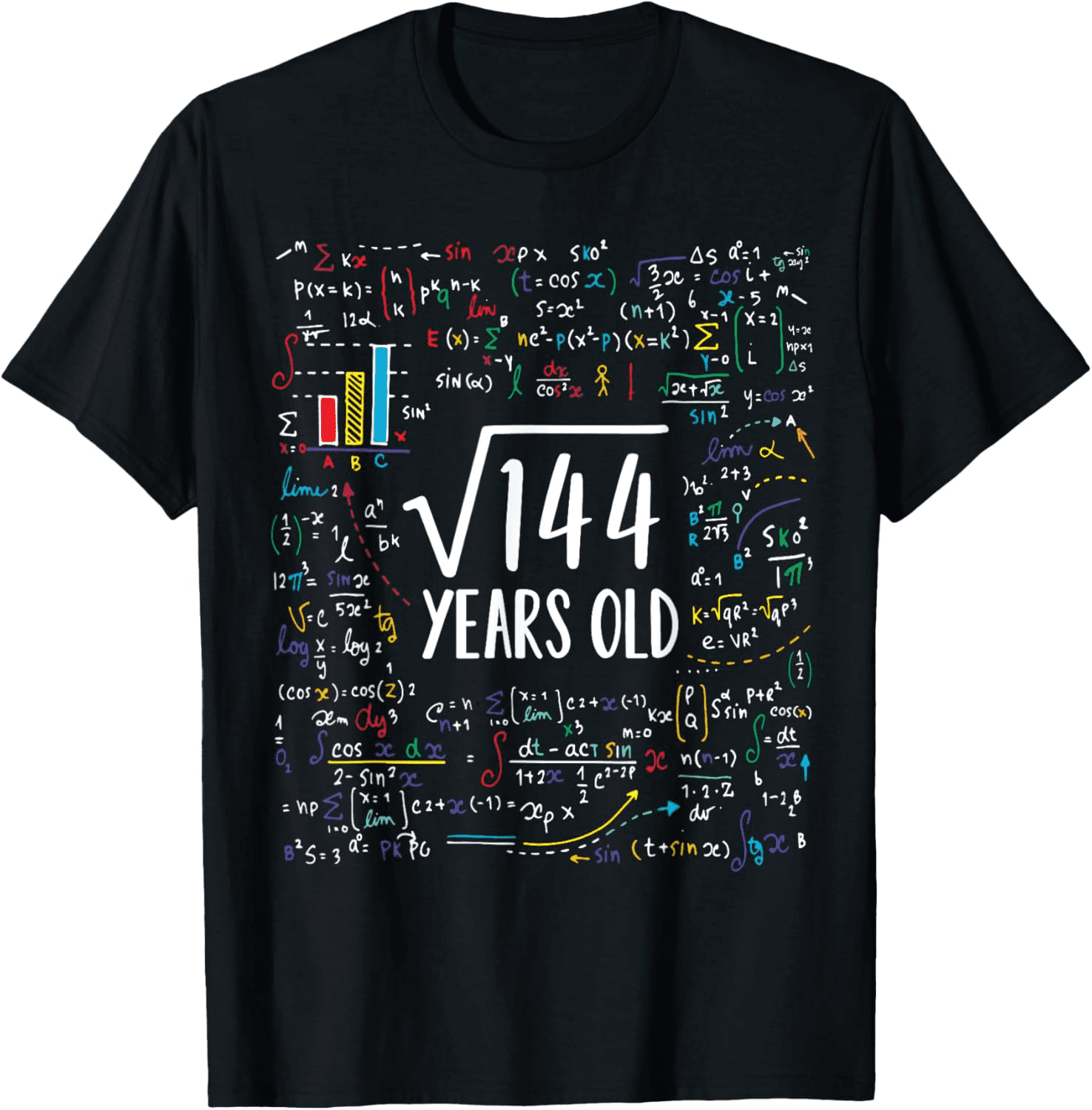 Square Root Of 144 12th Birthday 12 Year Old Gifts Math Bday T-Shirt100 ...