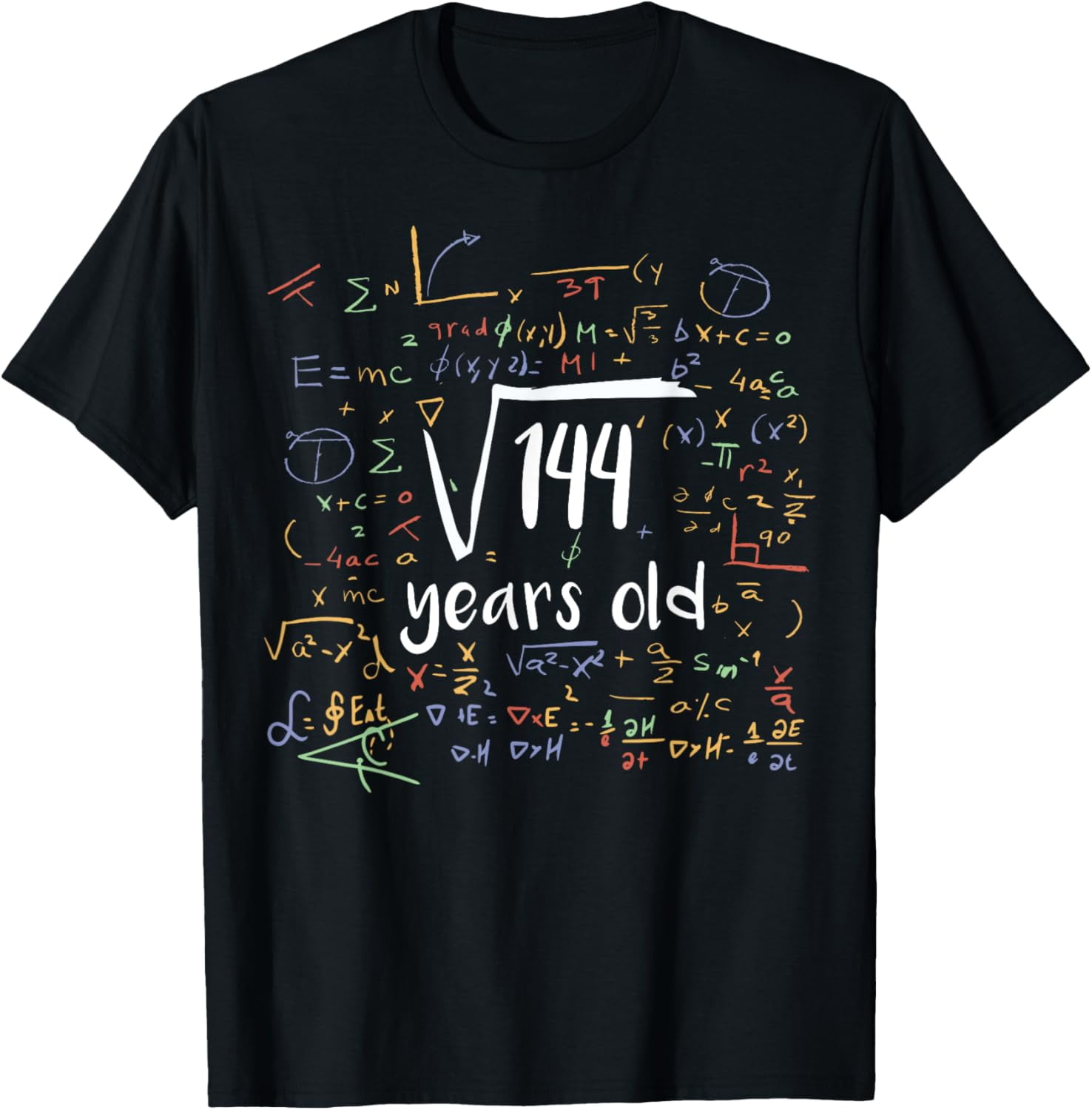 Square Root Of 144 12th Birthday 12 Year Old Gifts Math Bday T-Shirt ...