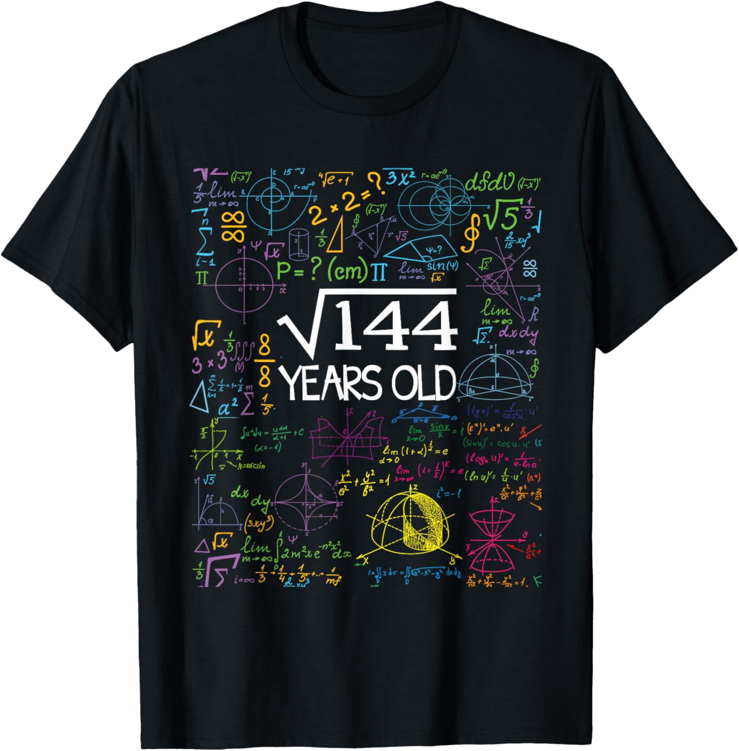 Square Root Of 144 12th Birthday Funny 12 Year Old Nerd Math T-Shirt ...