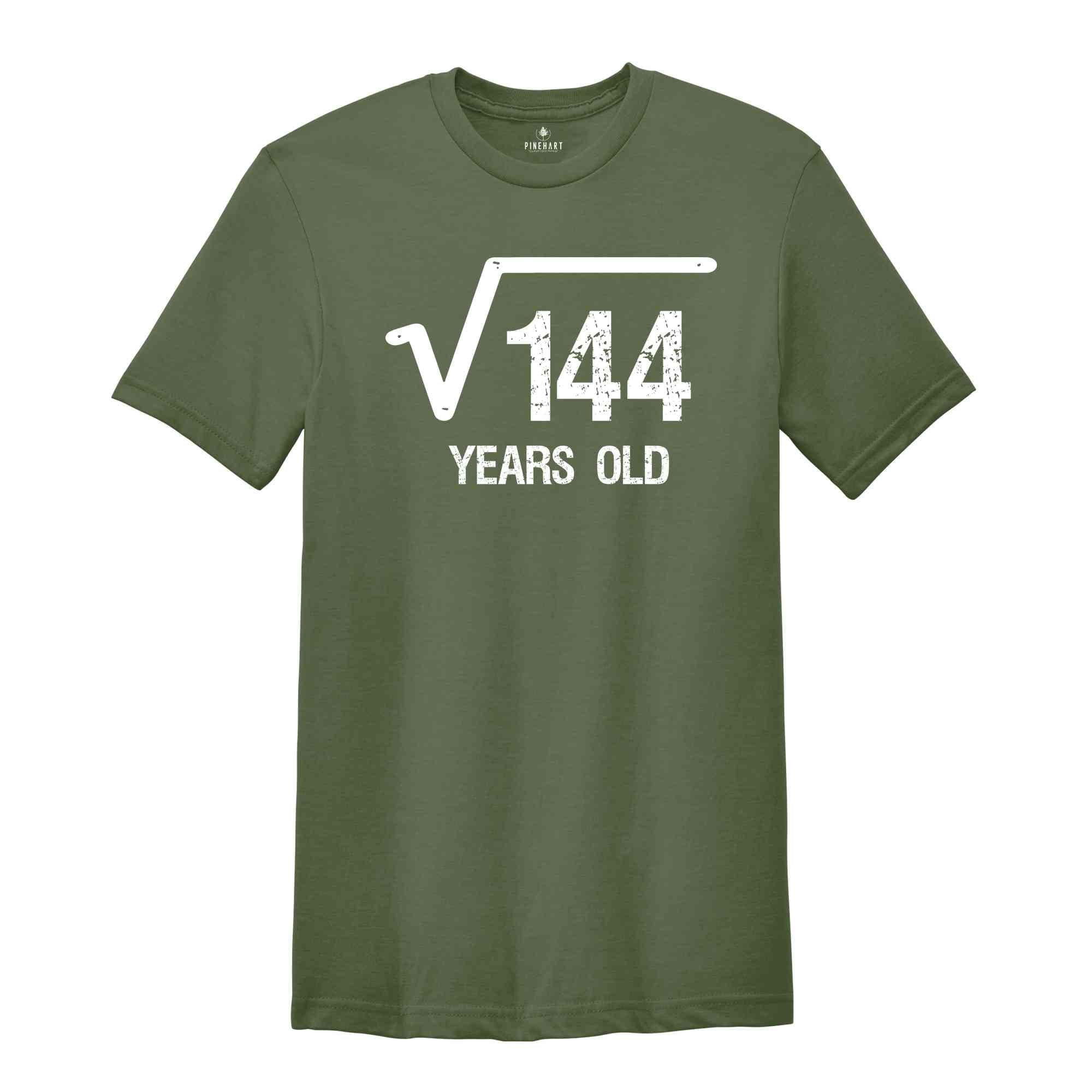 Square Root Of 144 Years Old Shirt, 12th Birthday TShirt, Born In 2012 ...