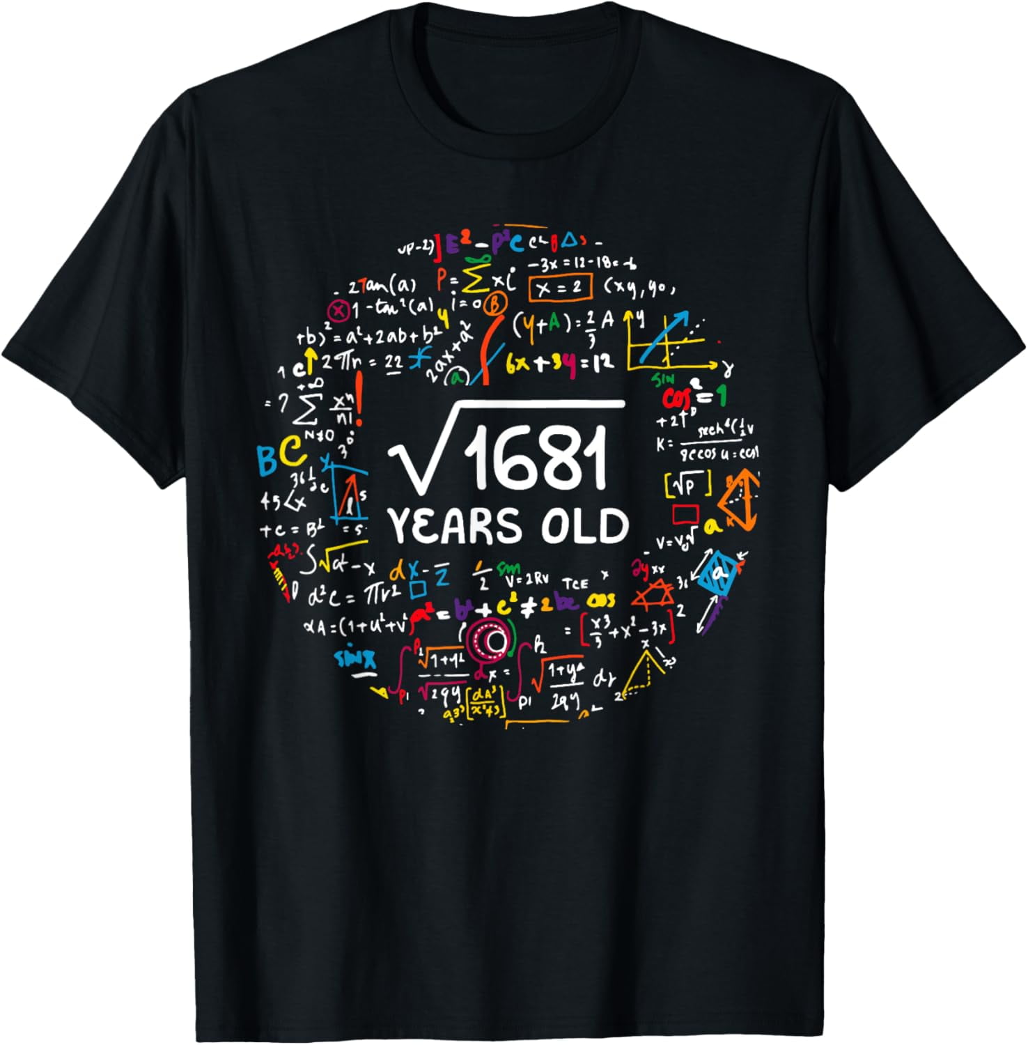 Square Root Of 1681 41st Birthday 41 Year Old Gifts Math T-Shirt ...