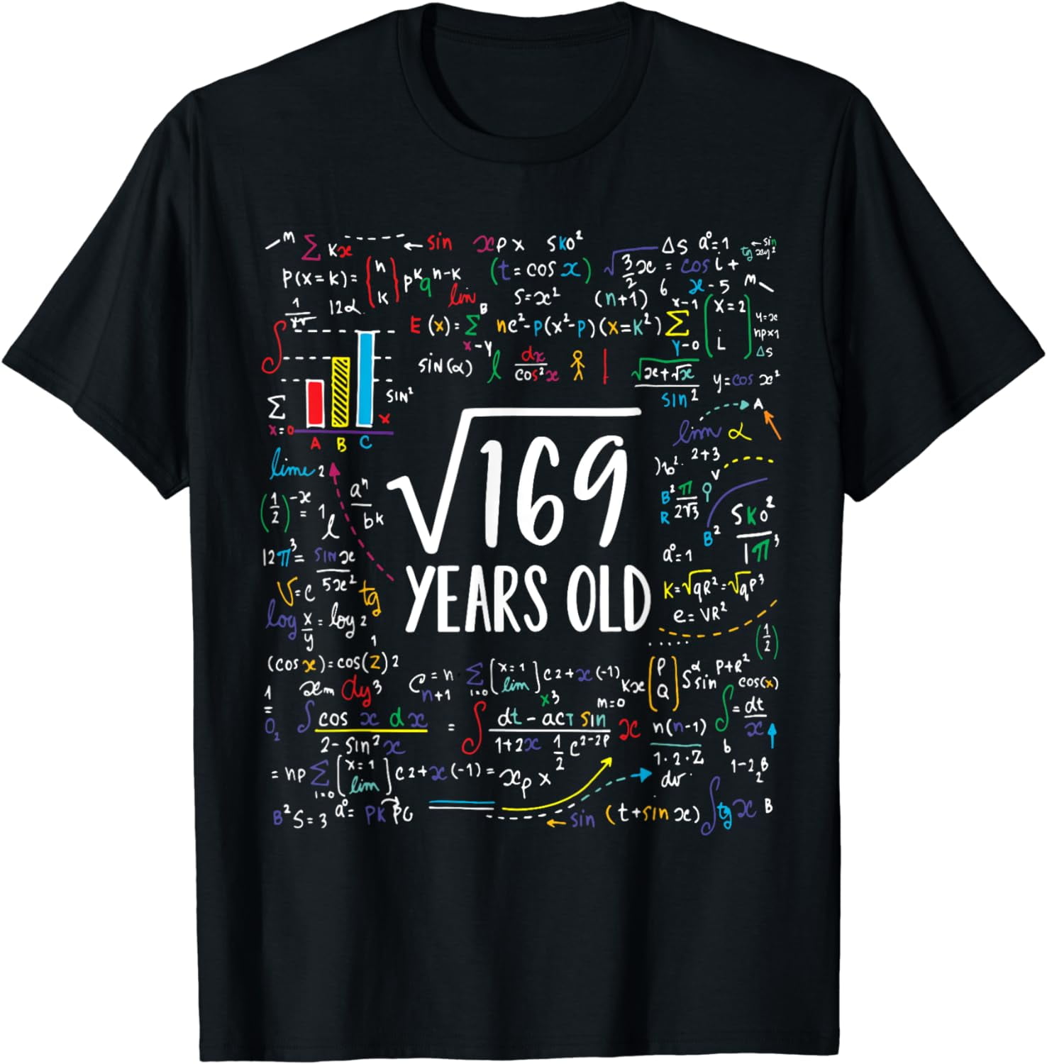 Square Root Of 169 13th Birthday 13 Year Old Gifts Math Bday T-Shirt ...