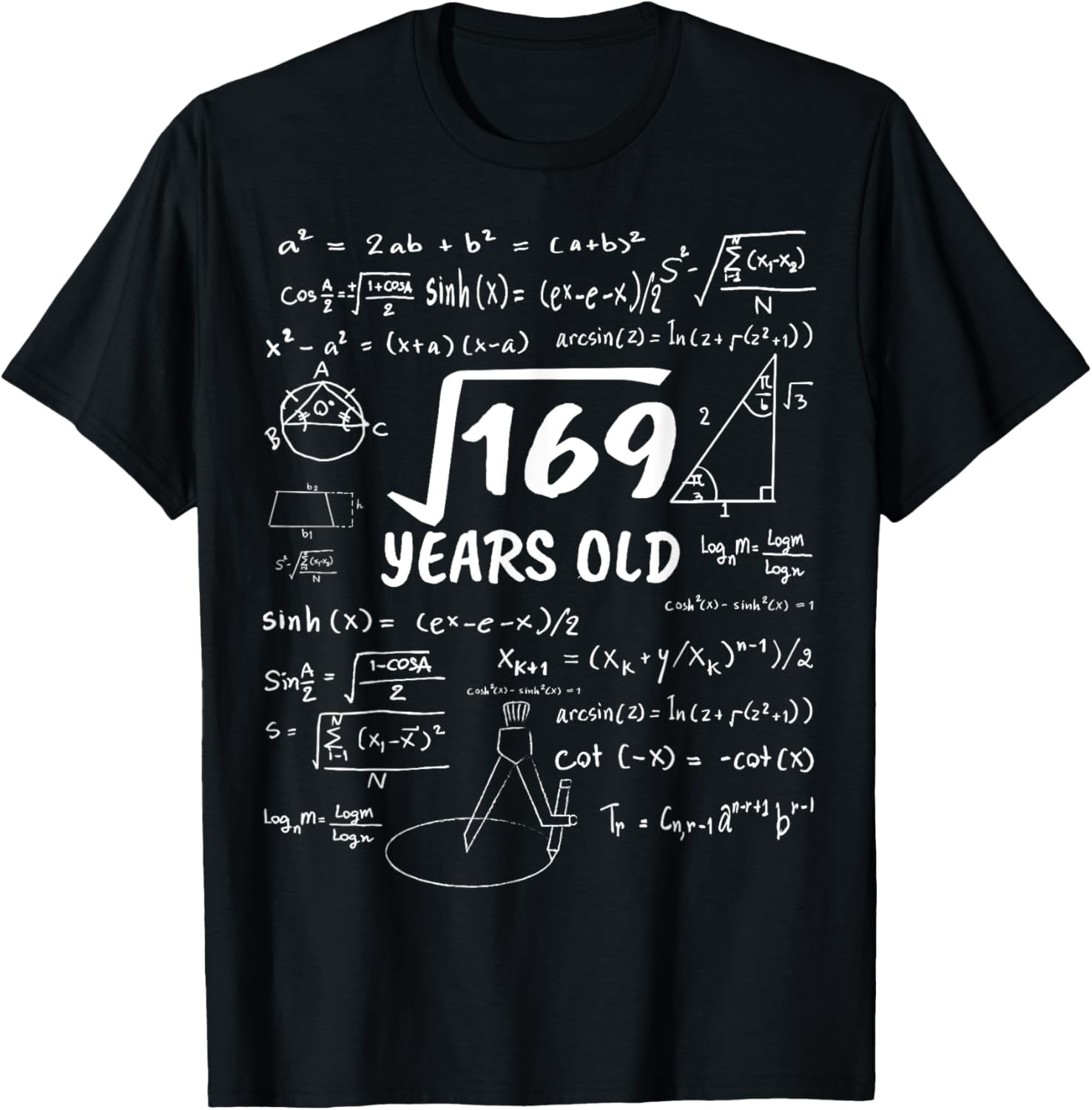 Square Root Of 169 13th Birthday 13 Year Old Math T-Shirt100%Cotton ...