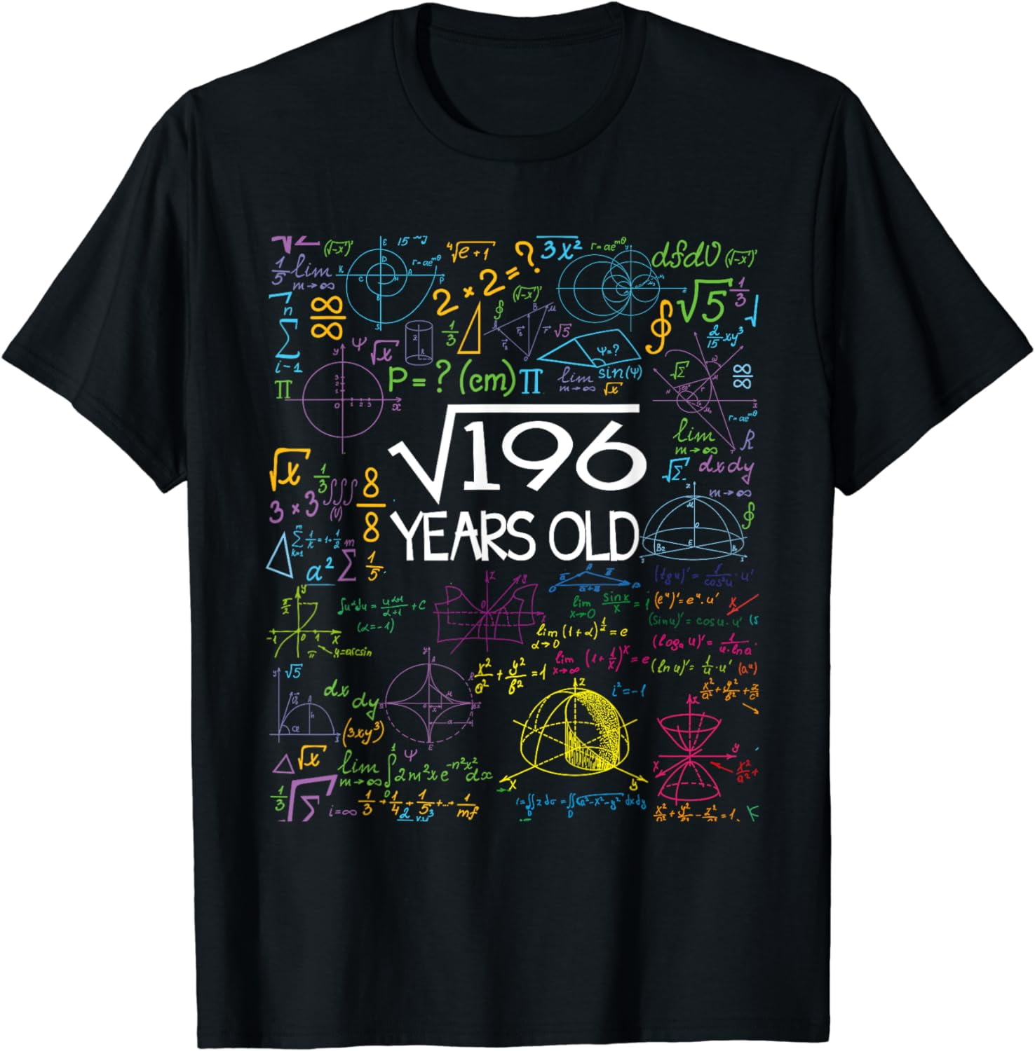 Square Root Of 196 14th Birthday Funny 14 Year Old Math Nerd T-Shirt ...