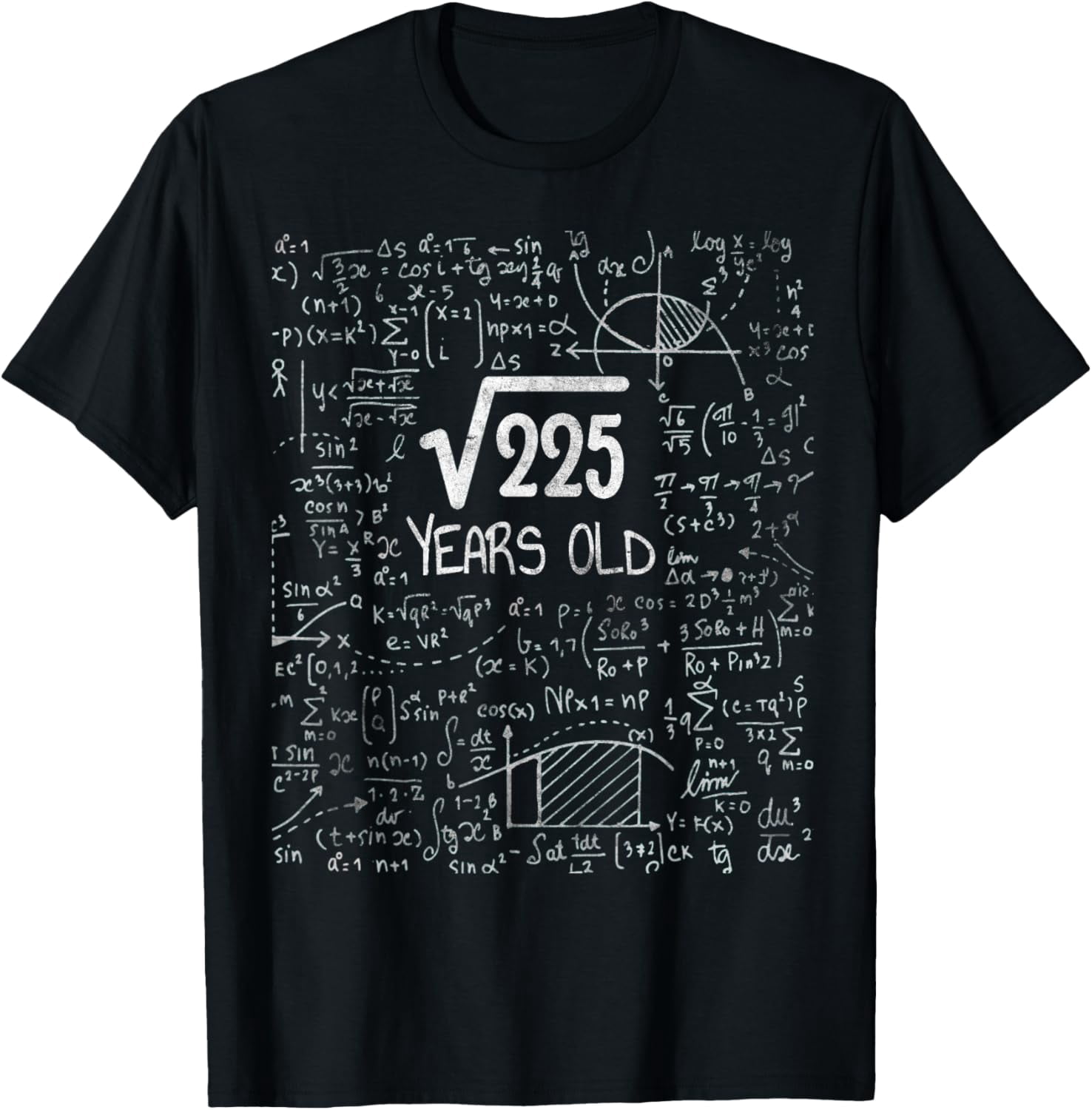 Square Root Of 225 15th Birthday Design 15 Years Old Math T-Shirt ...