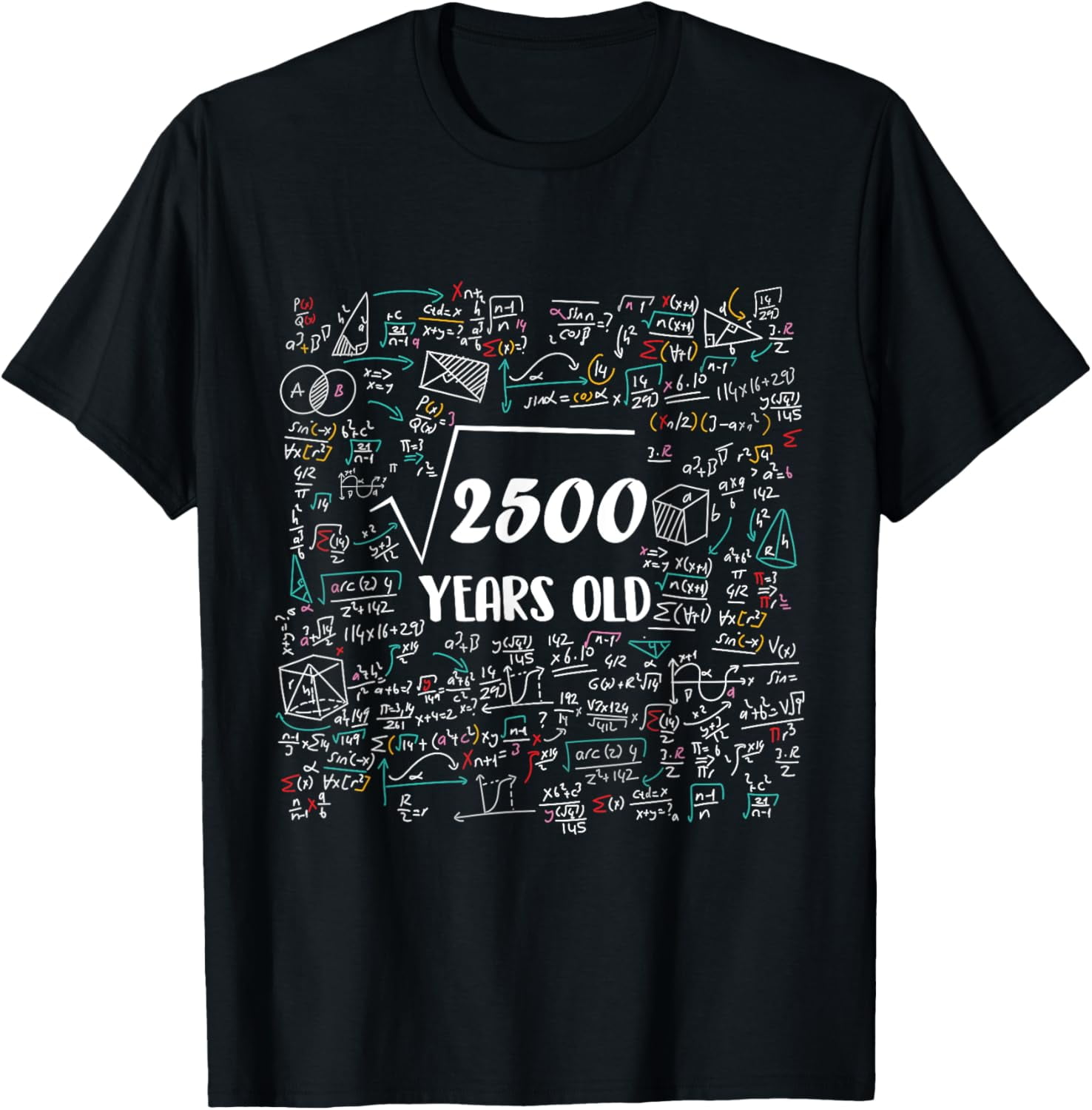 Square Root Of 2500 Bday Math 50th Birthday 50 Years Old T-Shirt ...