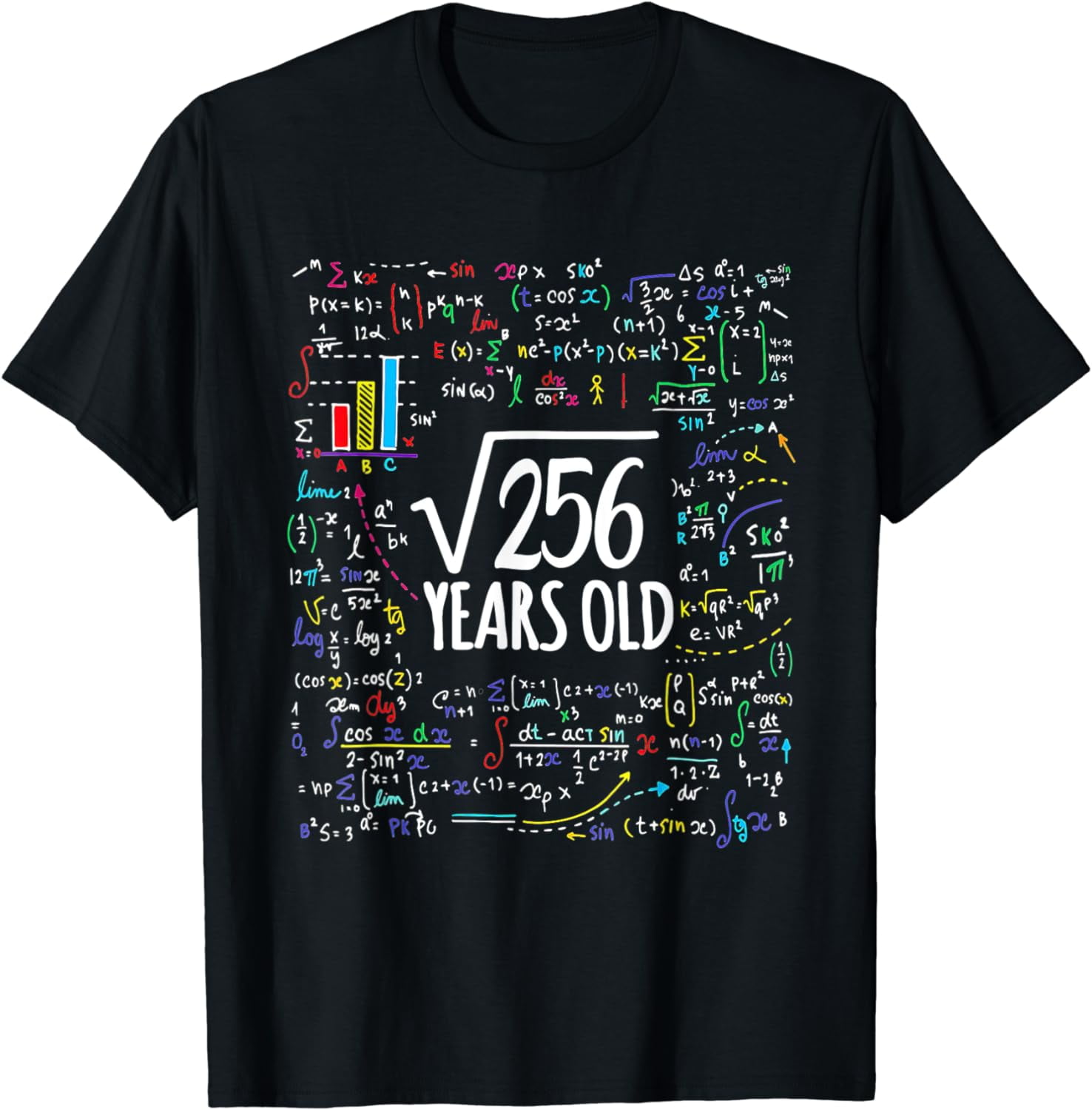 Square Root Of 256 16th Birthday 16 Years Old Math Birthday T-Shirt ...