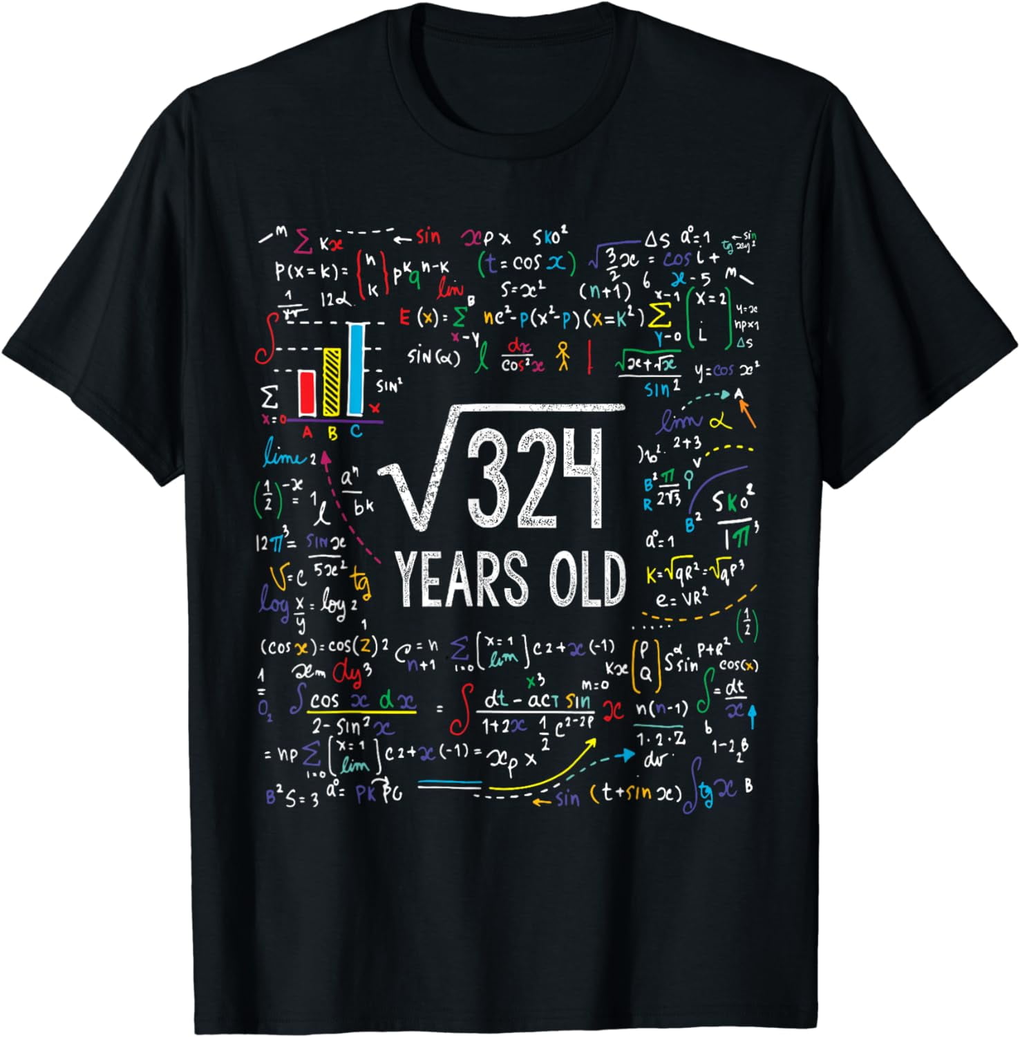 Square Root Of 324 18th Birthday 18 Year Old Gifts Math Bday T-Shirt ...