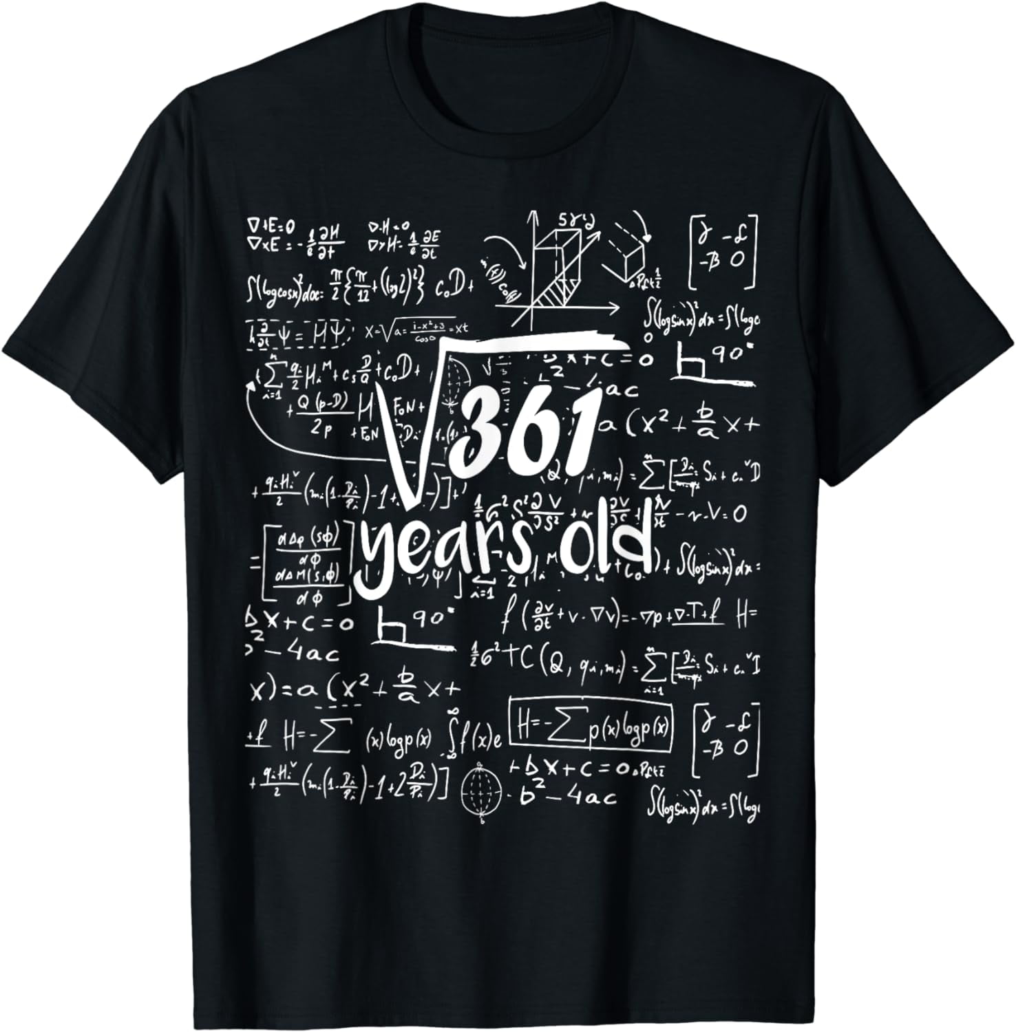 Square Root Of 361 - 19th Birthday 19 Years Old Math Bday T-Shirt ...