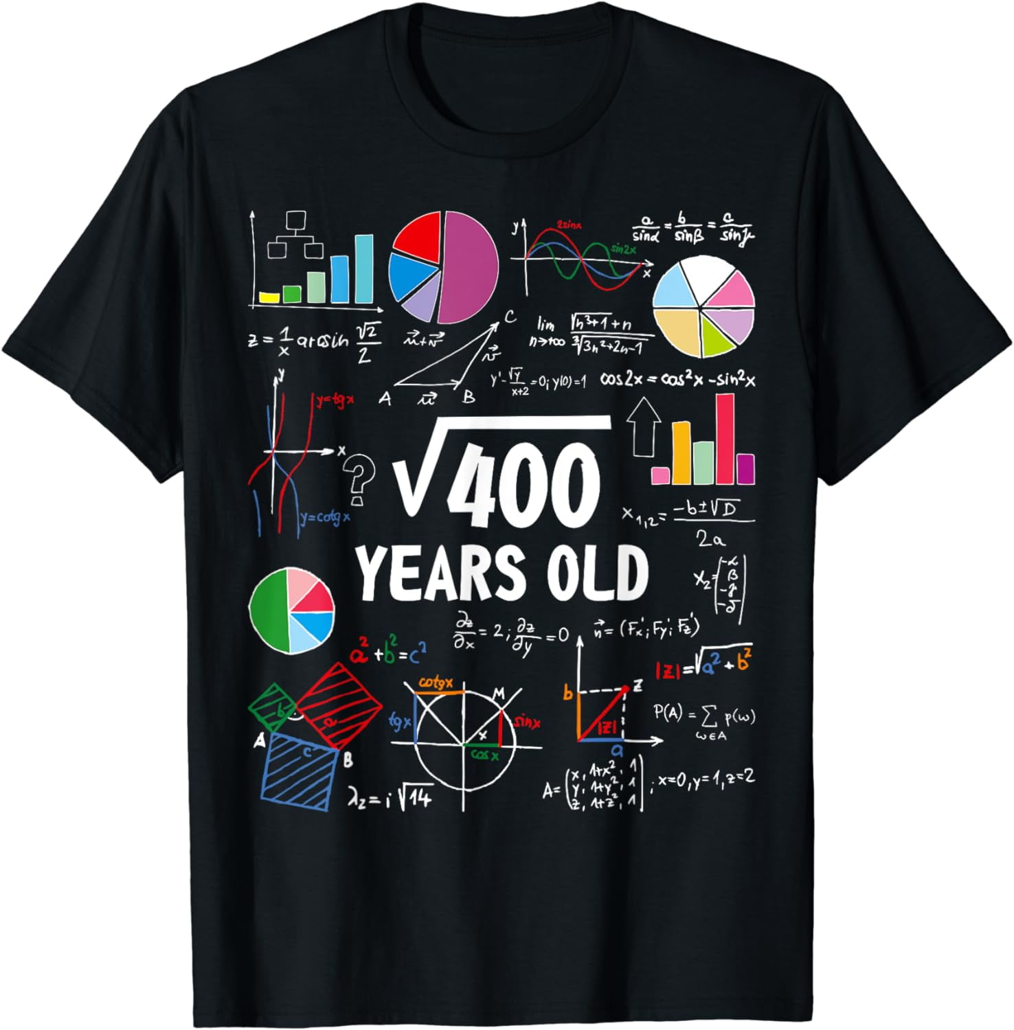 Square Root Of 400 20th Birthday 20 Year Old Funny Math Nerd T-Shirt ...