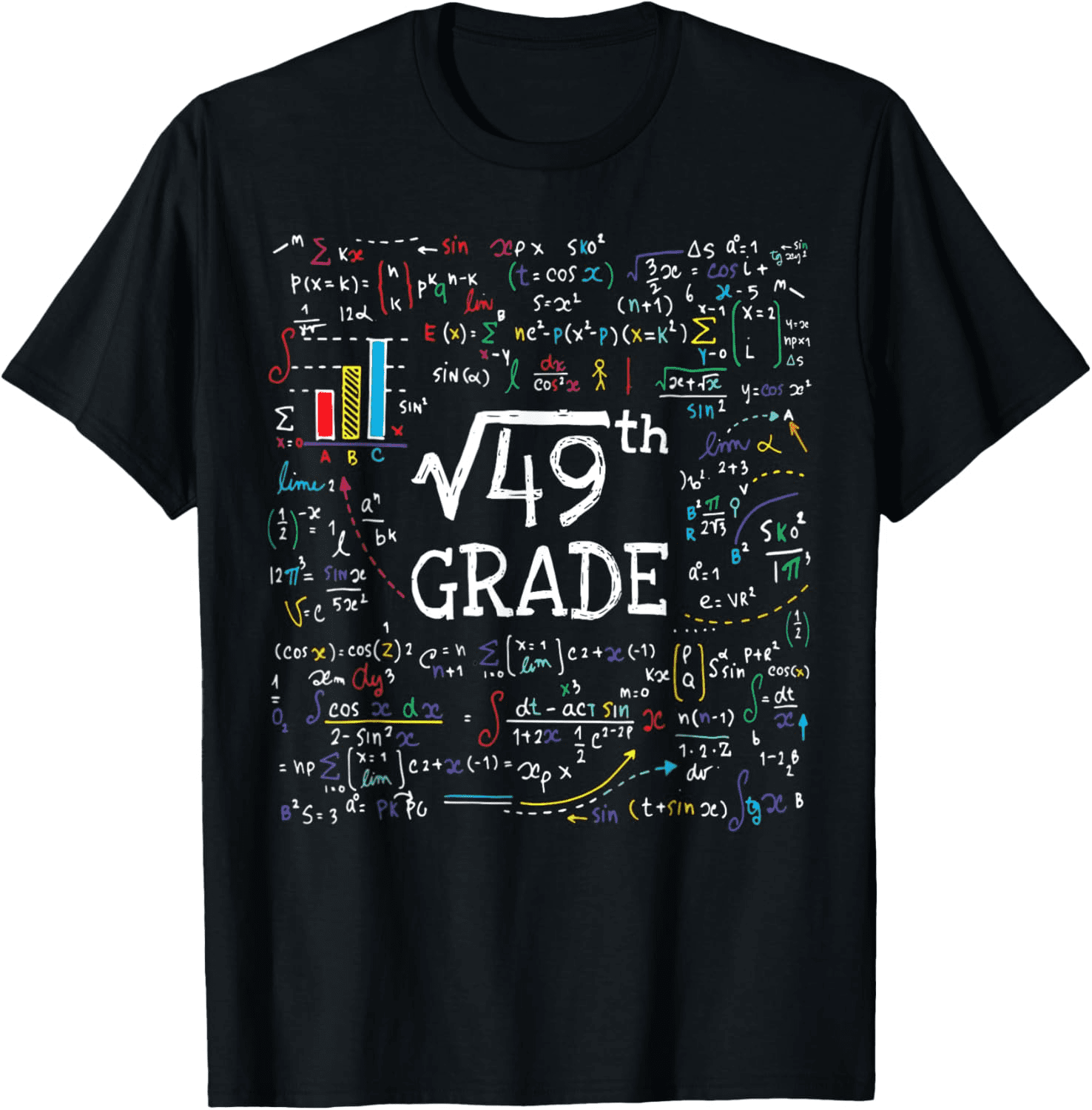 Square Root Of 49 Back To School 7th Seventh Grade Math T-Shirt100 ...