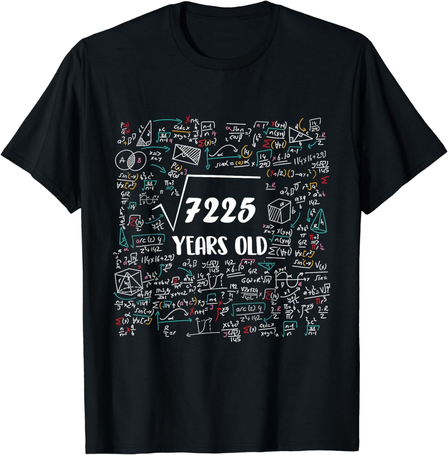 Square Root Of 7225 Bday Math 85th Birthday 85 Years Old T-Shirt ...