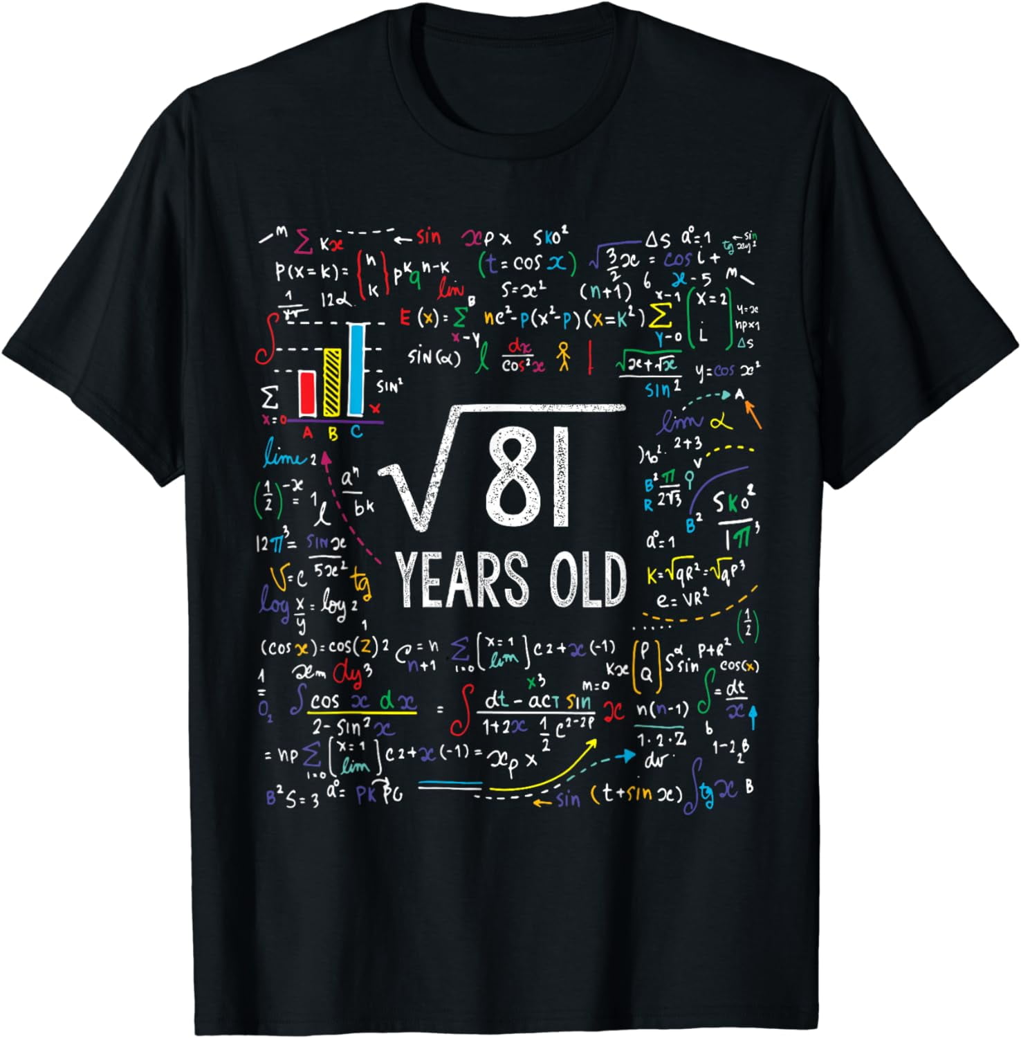 Square Root Of 81 9th Birthday 9 Year Old Gifts Math Bday T-Shirt ...