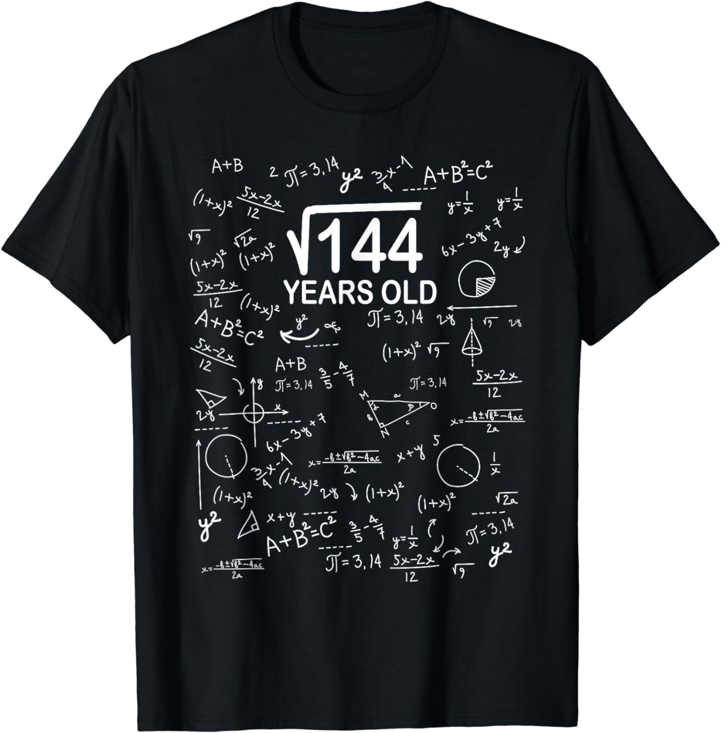 Square Root of 144 Math 12th Birthday Gift 12 Years Old T-Shirt ...