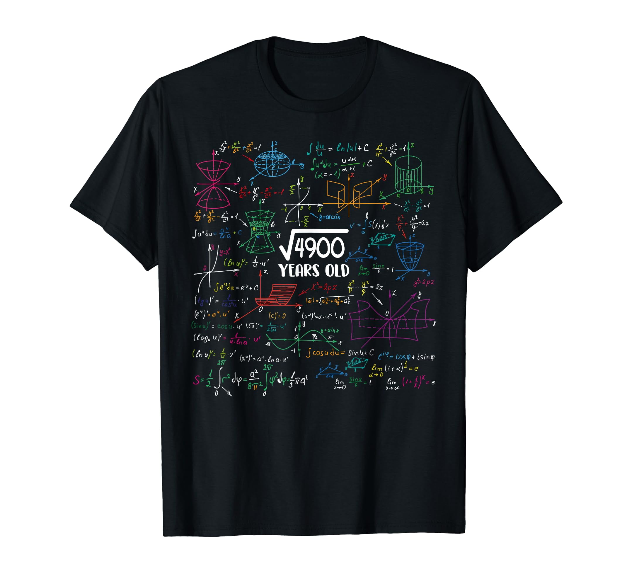 Square Root of 4900 - 70 Year Old Math Lovers 70th Birthday T-Shirt ...