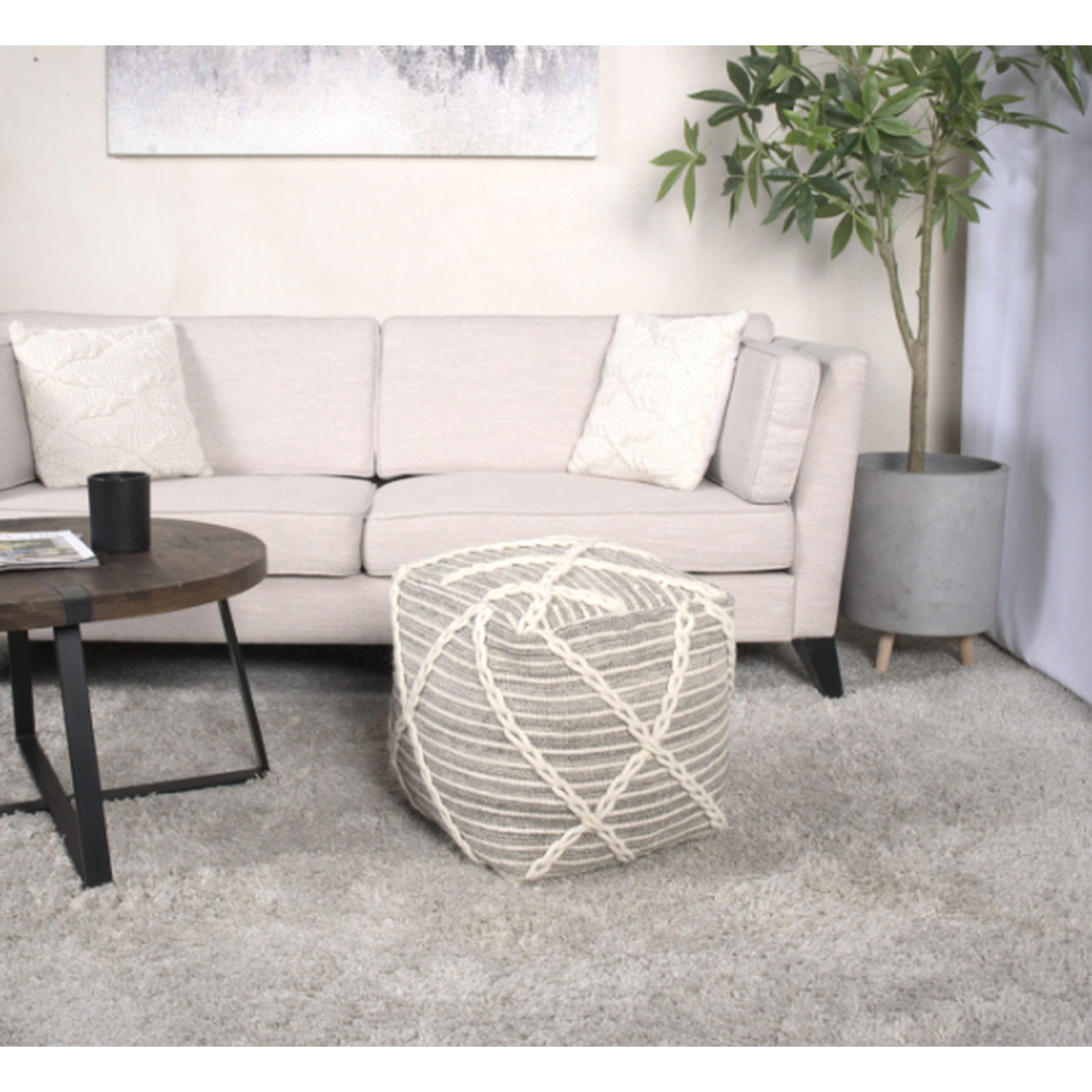 Square Rope Pouf for Home | Used as Seating or Floor Pad | Wool and ...