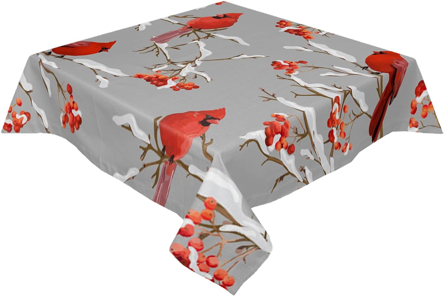 Square/Round Tablecloth 54x54inch, Christmas Red Cardinal, Vinyl Table ...