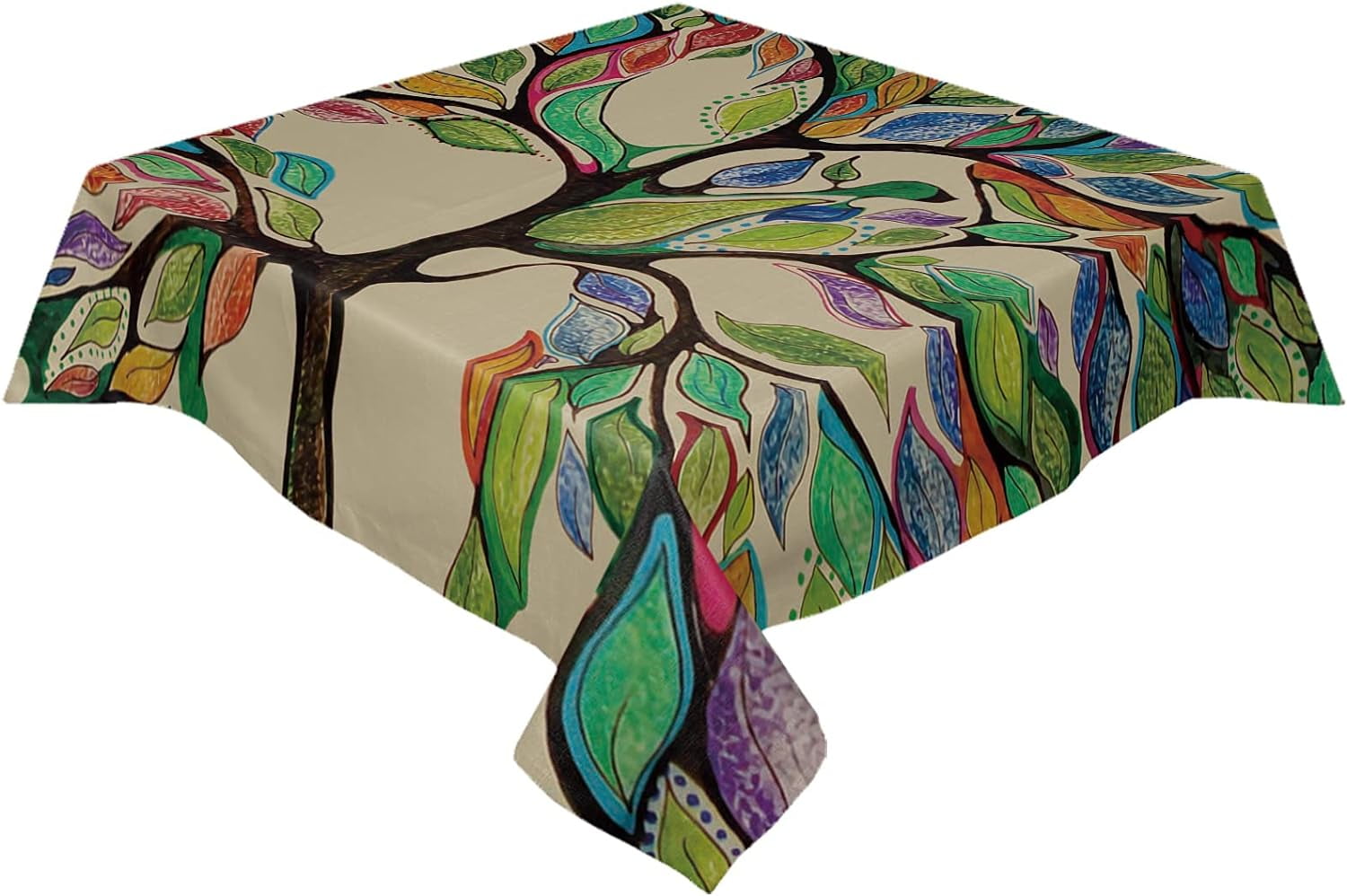 Square/Round Tablecloth 54x54inch, Colorful Tree, Vinyl Table Covers ...