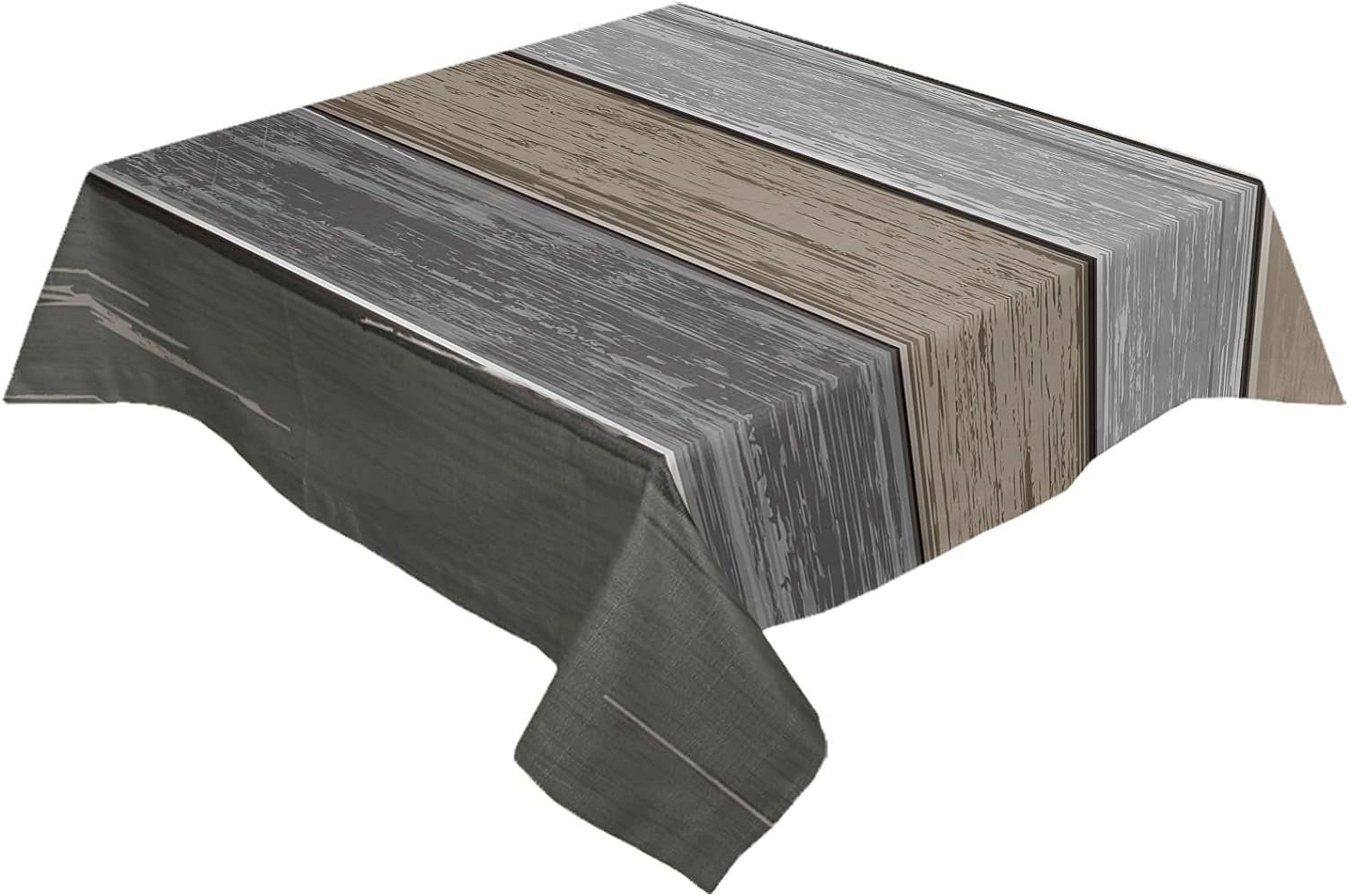 Square/Round Tablecloth 60x60inch, Farmhouse Wood Grain, Vinyl Table ...
