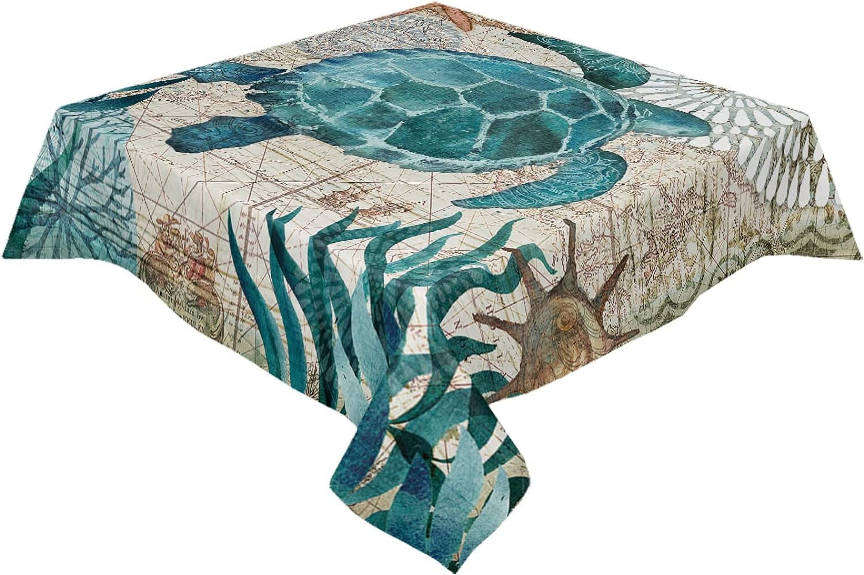 Square/Round Tablecloth 60x60inch, Sea Turtle, Vinyl Table Covers ...