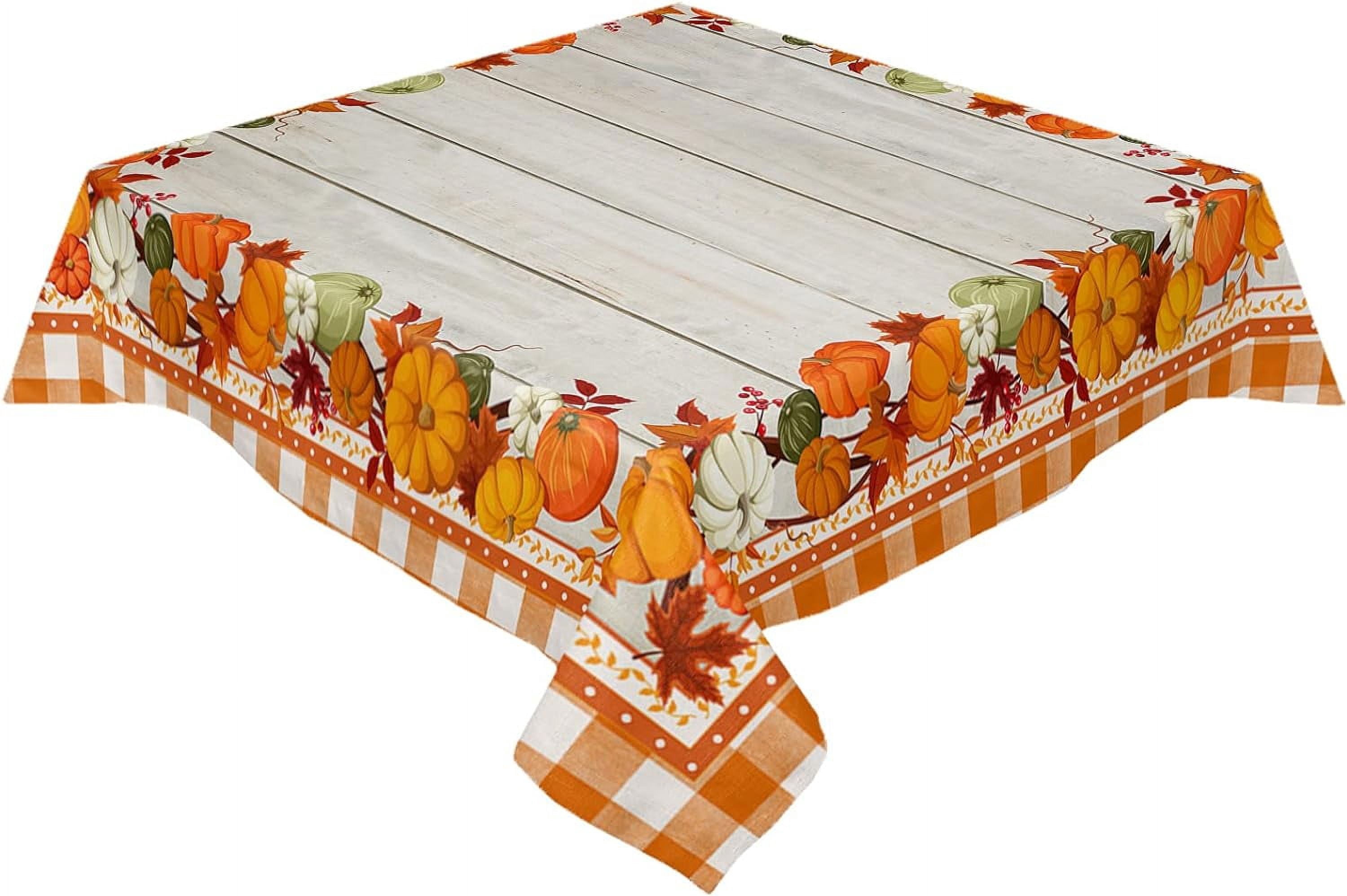 Square/Round Tablecloth 60x60inch,Thanksgiving Fall Pumpkins, Vinyl ...