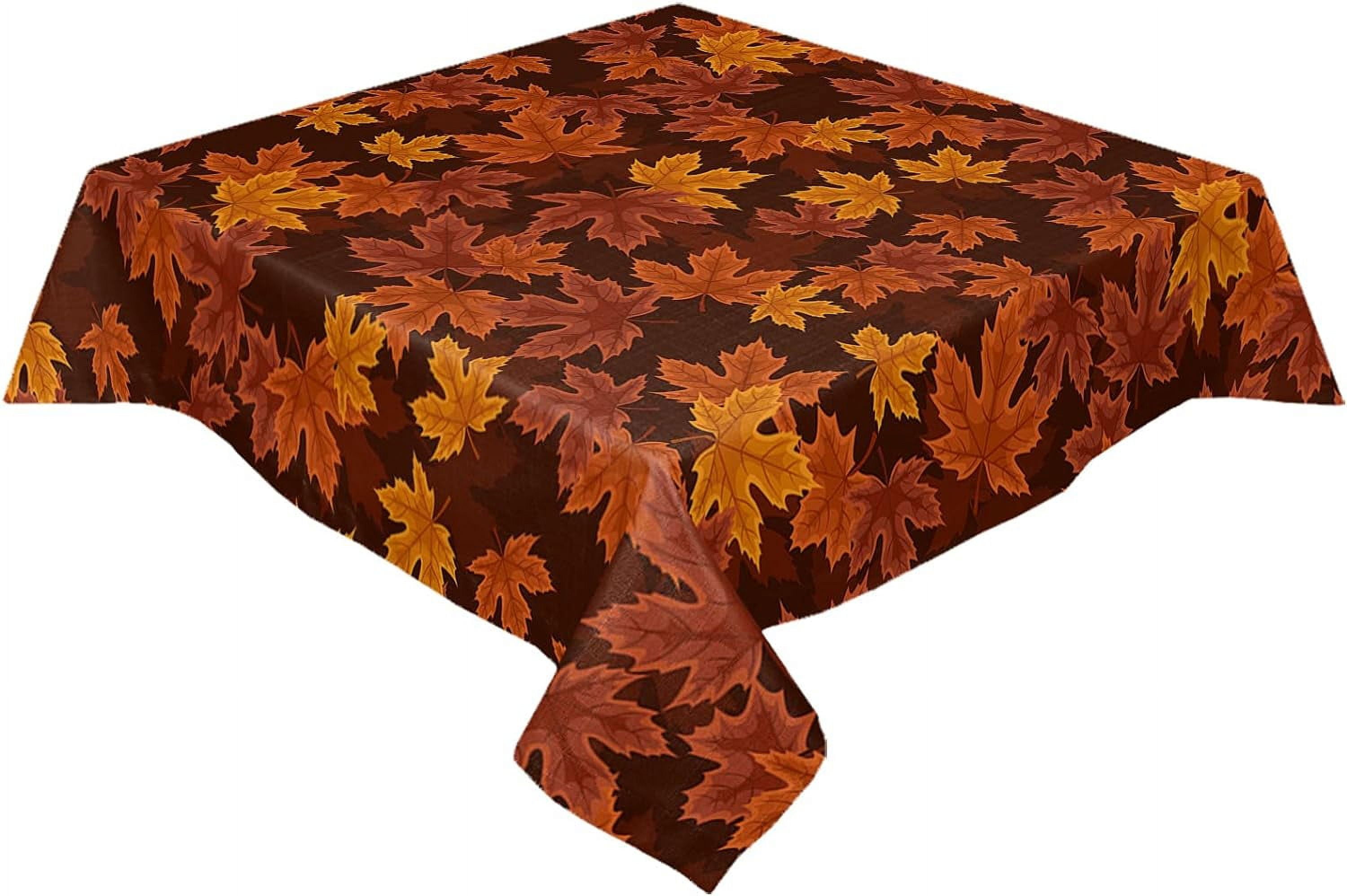 Square/Round Tablecloth 60x60inch, Thanksgiving Maple Leaves, Vinyl ...
