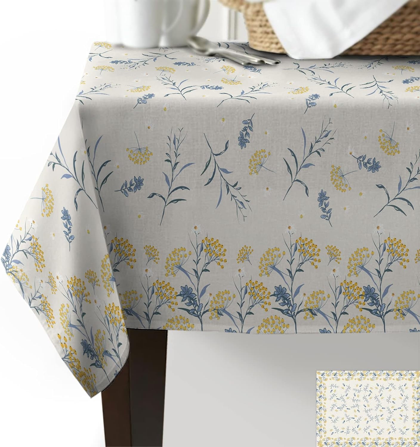 Square/Round Tablecloth 60x60inch,Vintage Floral Plant,Vinyl Table ...