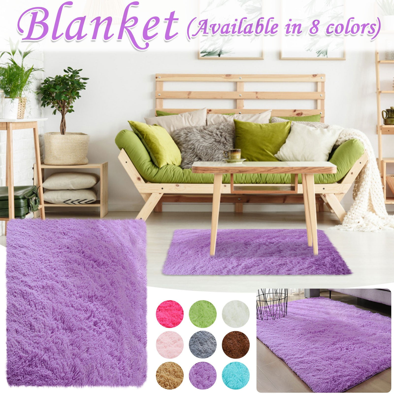 Square Rugs for Living Room, Soft Plush Carpet Non-Slip Area Rugs ...