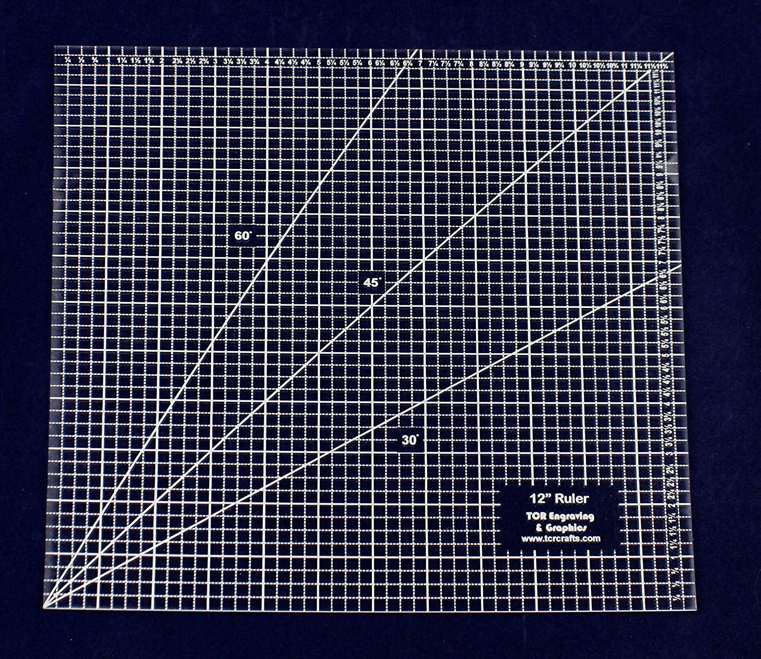Square Ruler 12". - Clear Acrylic - Quilting/Sewing - Template 1/8 ...