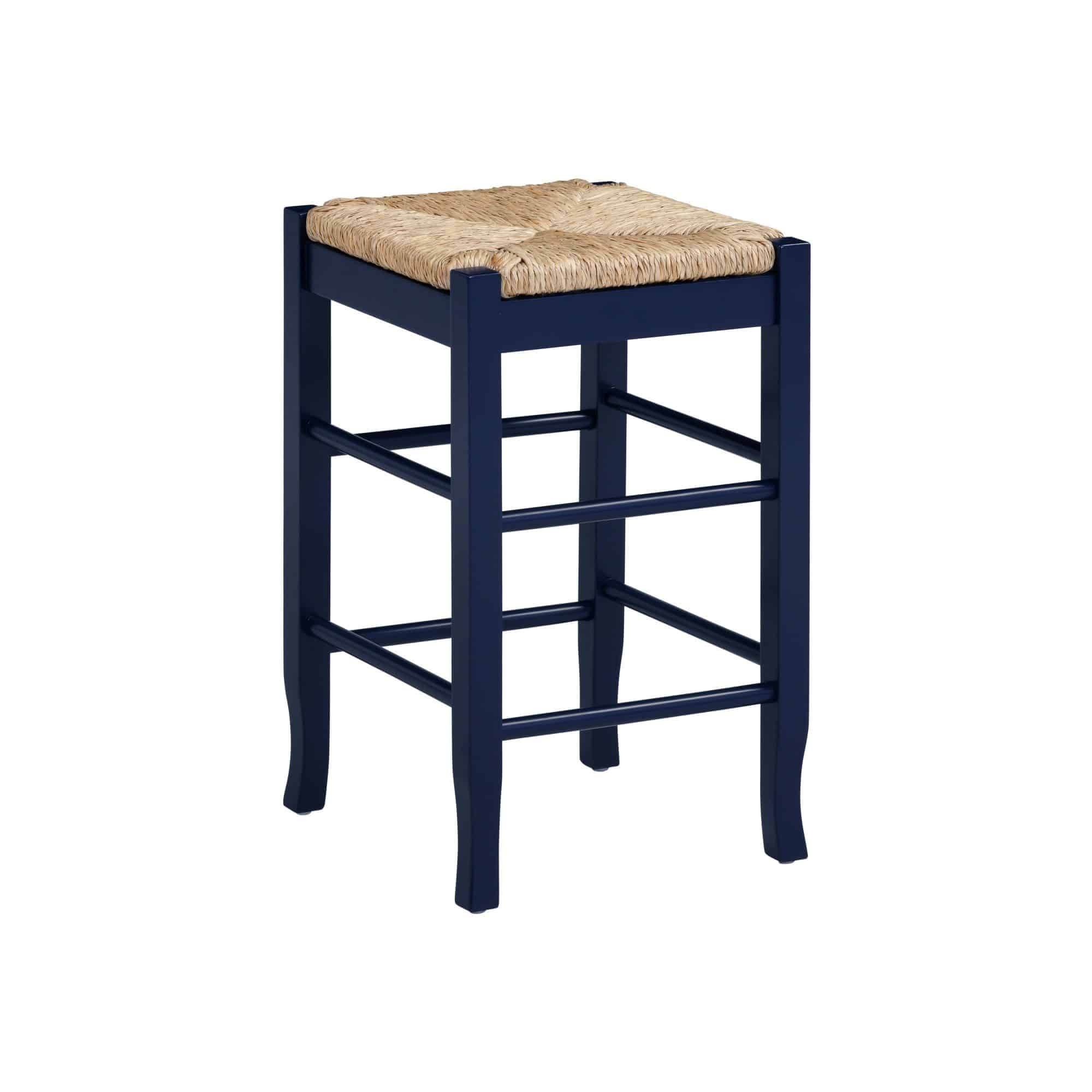 Square Rush Backless Counter Stool – Navy Blue Finish - Walmart.com