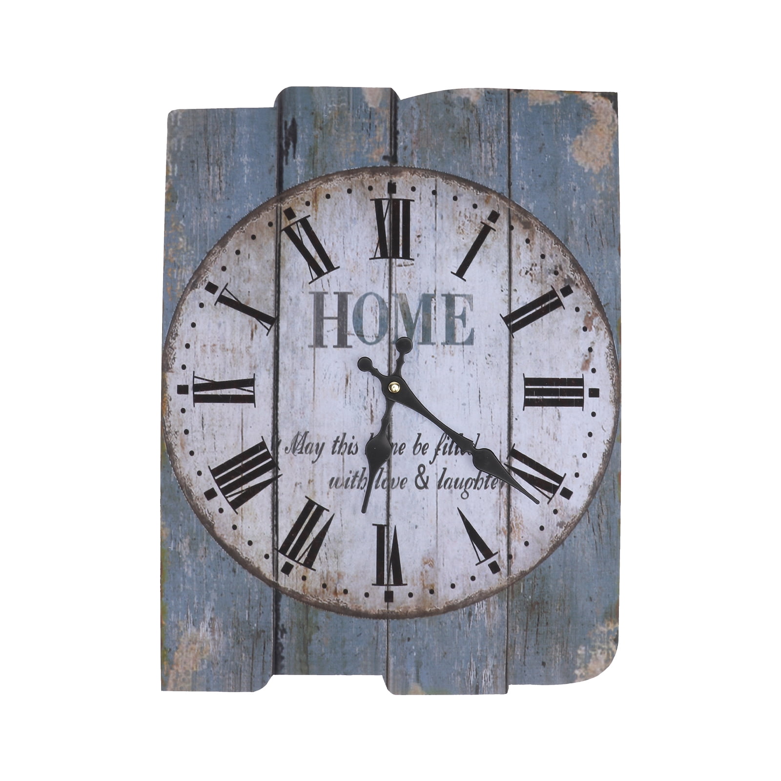 Square Rustic Wooden Clock Farmhouse Worn Decorative Roman Numeral Wall ...