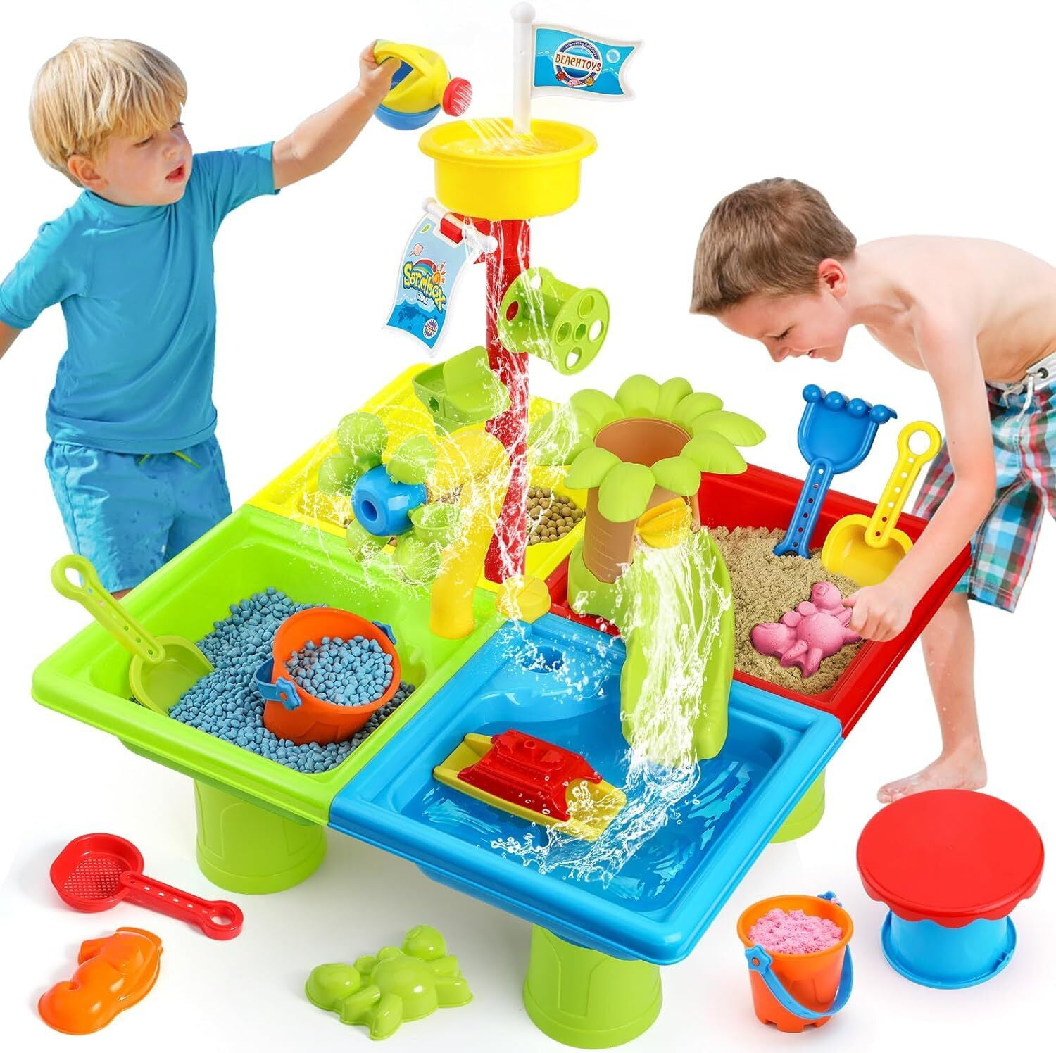 Mini Tudou Square Sand Table Kids Play Table,Spinning Water Rainfall ...