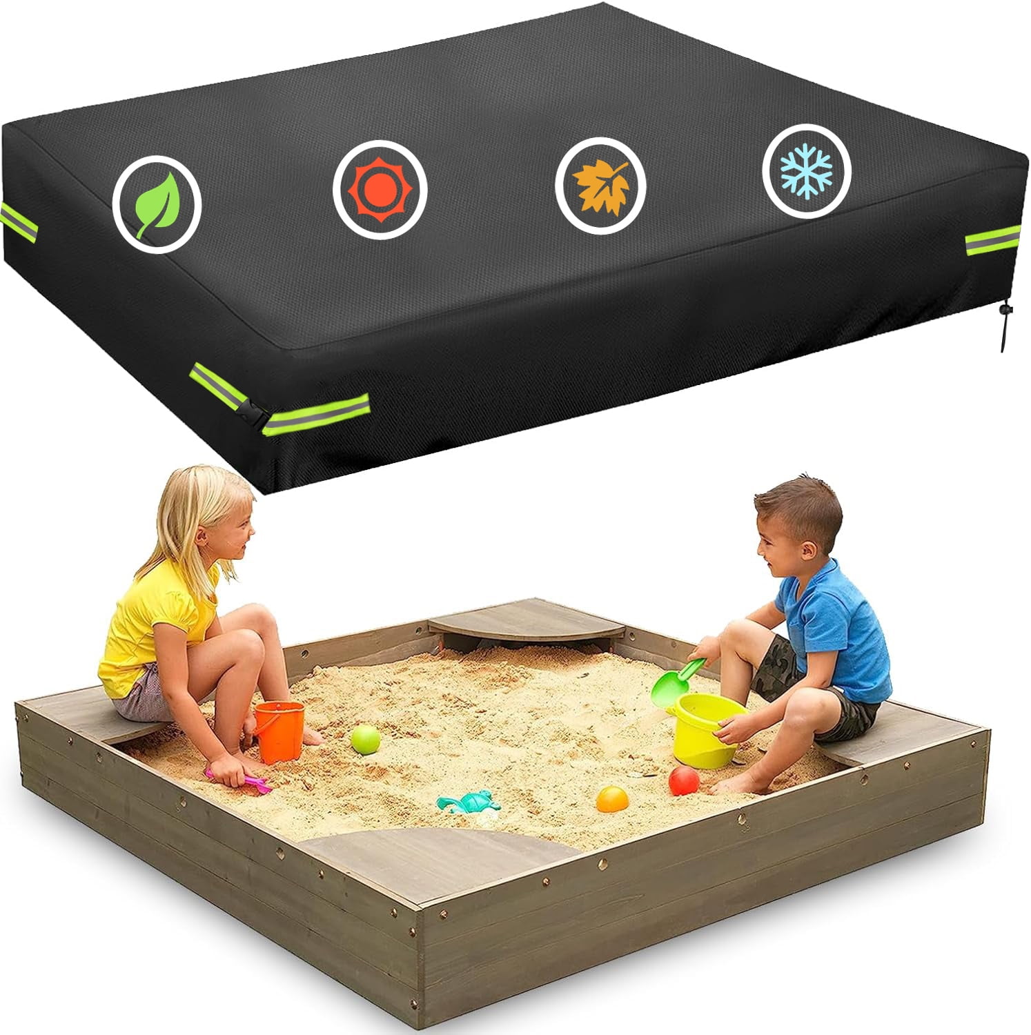 Square Sandbox Cover, 420D Heavy Duty Sandpit Cover, Sand Coxes for Kids Outdoor, Sandboxes ...