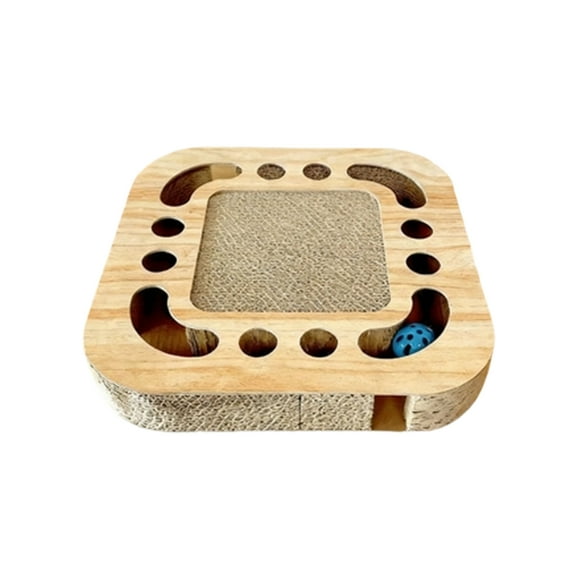 Square Scratching Pad Ball Track Cats Toy Busy Box Scratcher with Bell ...