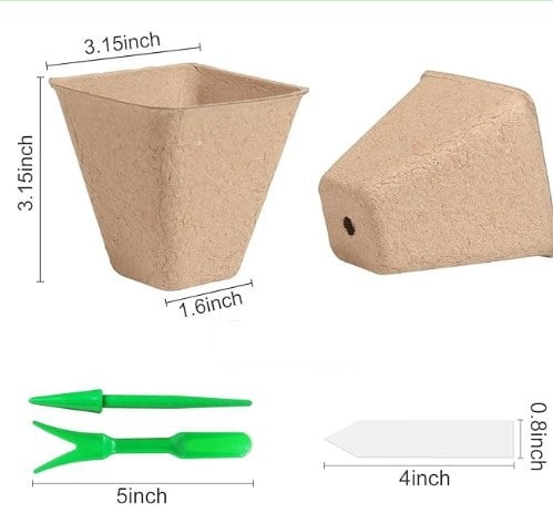 Square Seed Starter Tray, Paper Pulp Seed Planting Pots for Germination ...