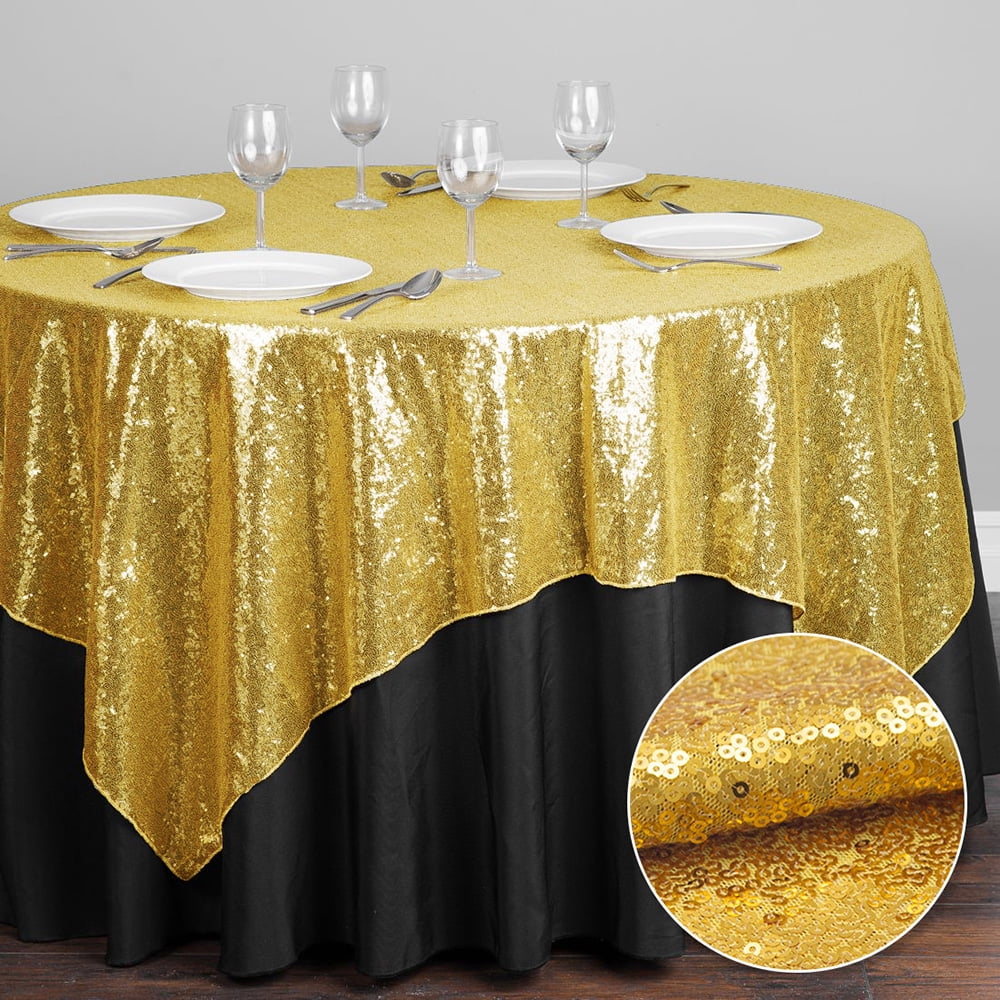Square Sequin Tablecloth Gold Sliver Glitter Overlays Table Cover for ...