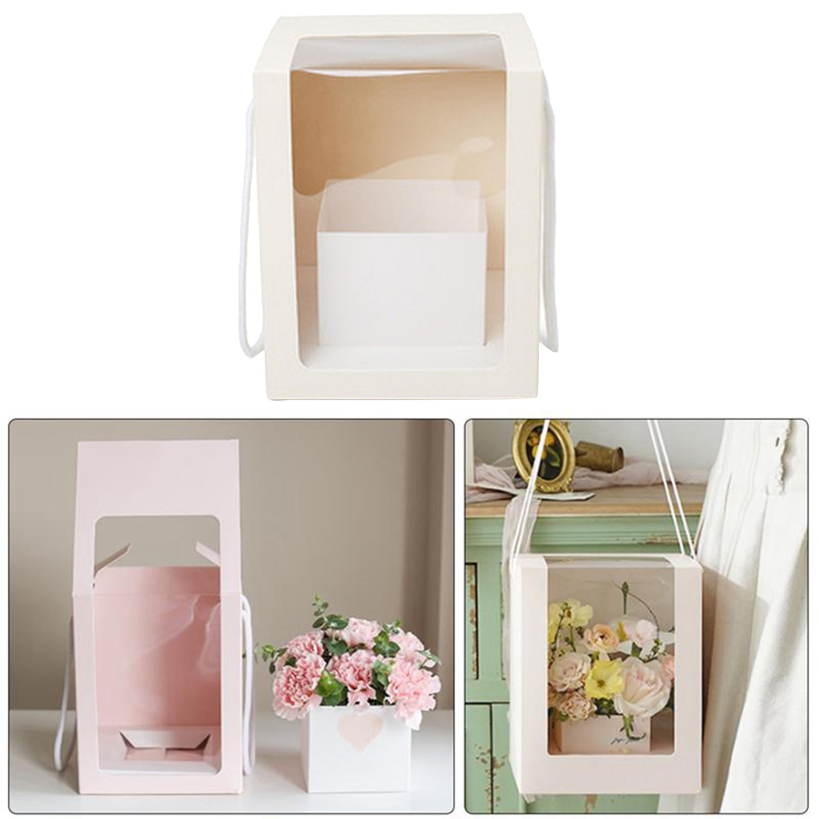 Square Shape Gift Paper Boxes Visible Window Portable Flower Packing ...