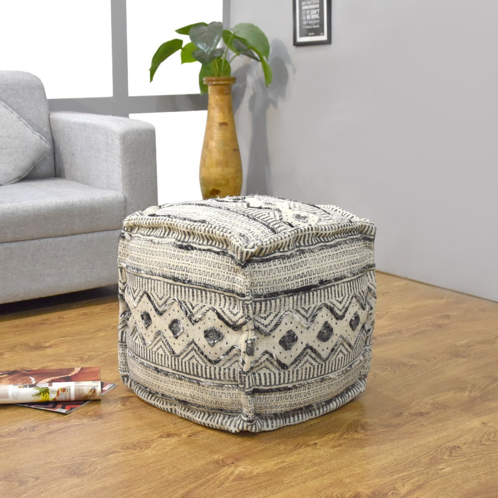 Square Shaped Cotton Handmade Eco-Friendly Multicolor Pouf - Square ...