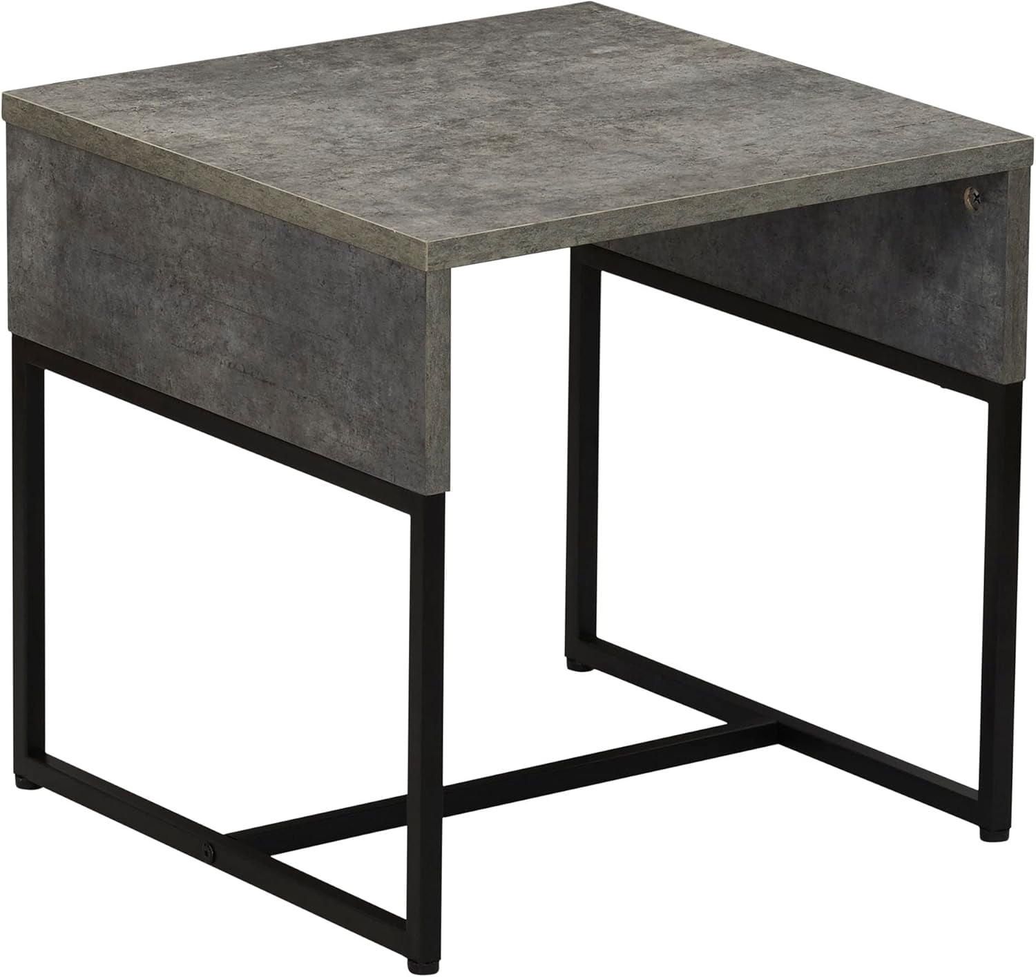 Square Side End Table Rustic Slate Concrete and Black Metal - Walmart.com