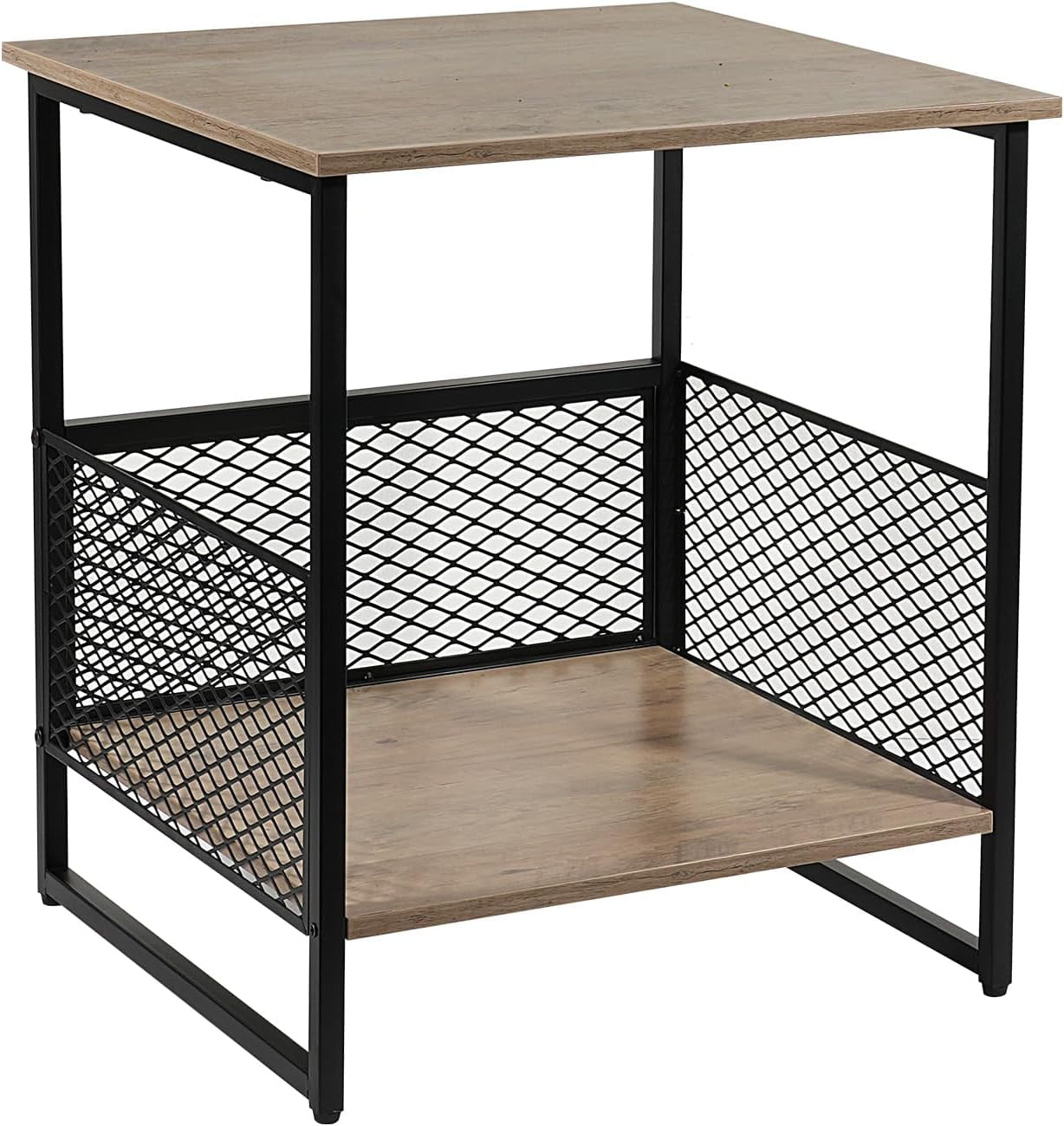 Square Side Table, 2 Tier End Table, Couch Side Table with Storage ...