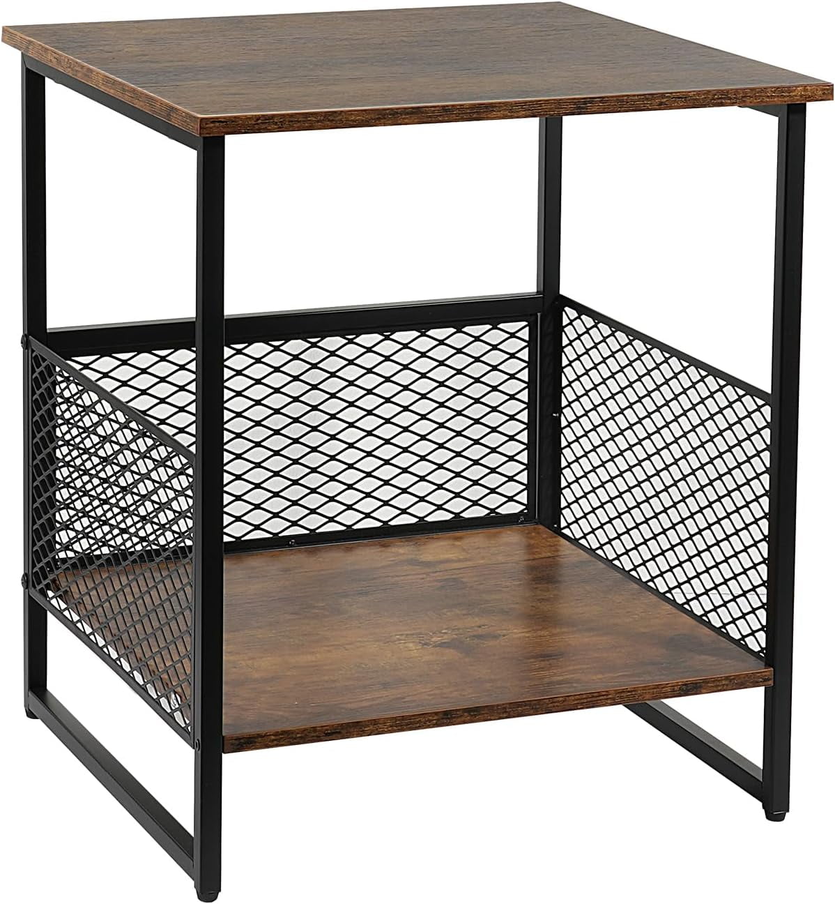 Square Side Table, 2 Tier End Table, Couch Side Table with Storage ...