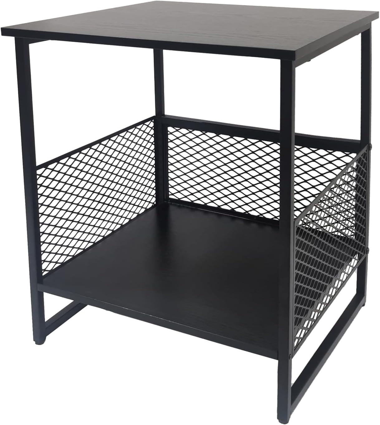 Square Side Table, 2 Tier End Table, Couch Side Table with Storage ...