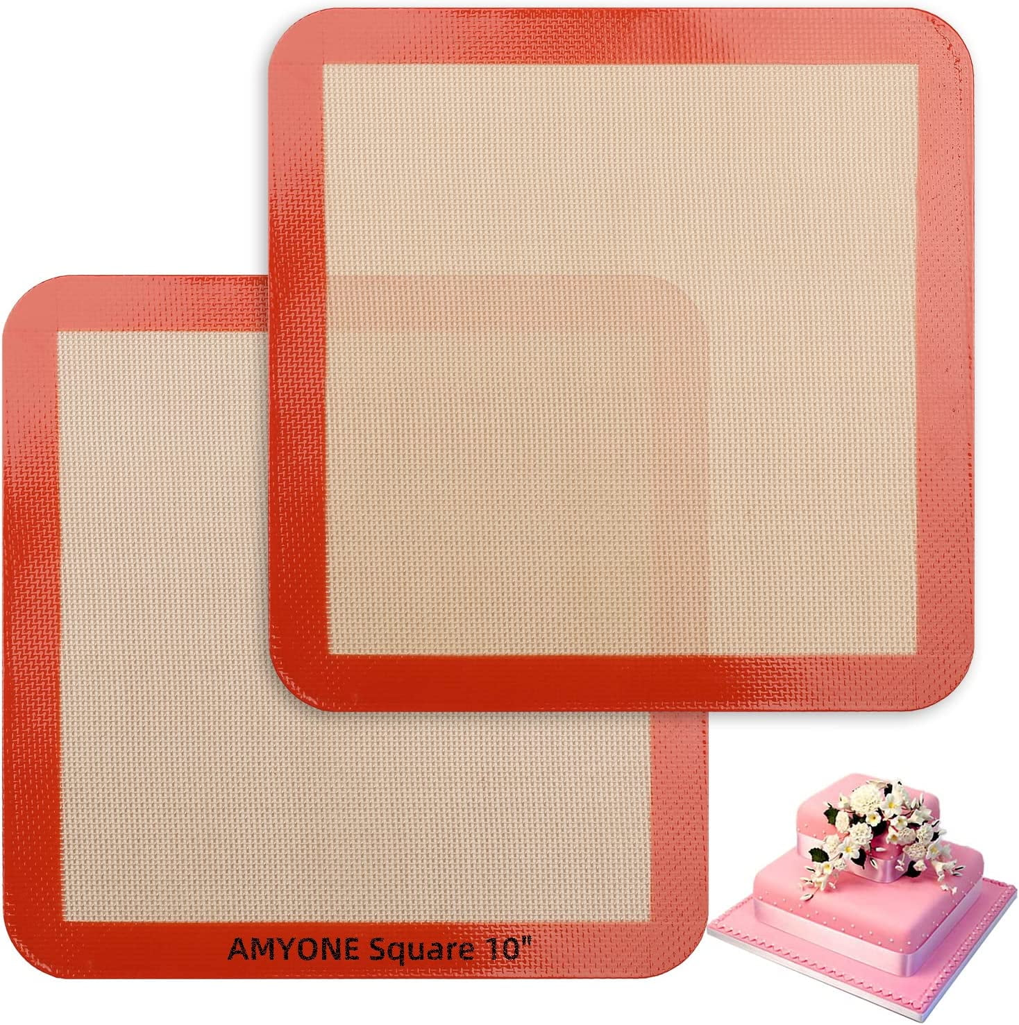 Square Silicone Baking Mats for 10 Inch Cake Pan 9.65"Square Food Grade ...