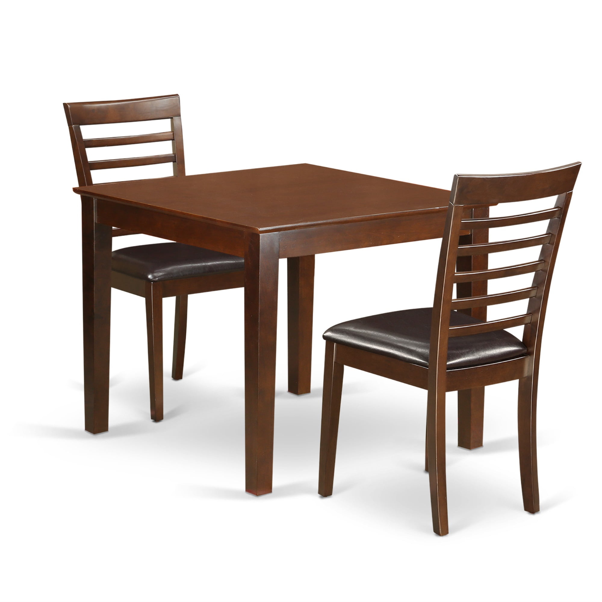 Square Small Dining Table Set with 2 Kitchen Chairs - 3 Piece Mahogany ...