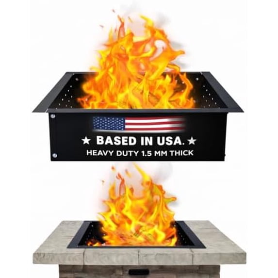 Square Smokeless Fire Pit Insert- Carbon Steel 29" OD & 25" ID Outdooe ...